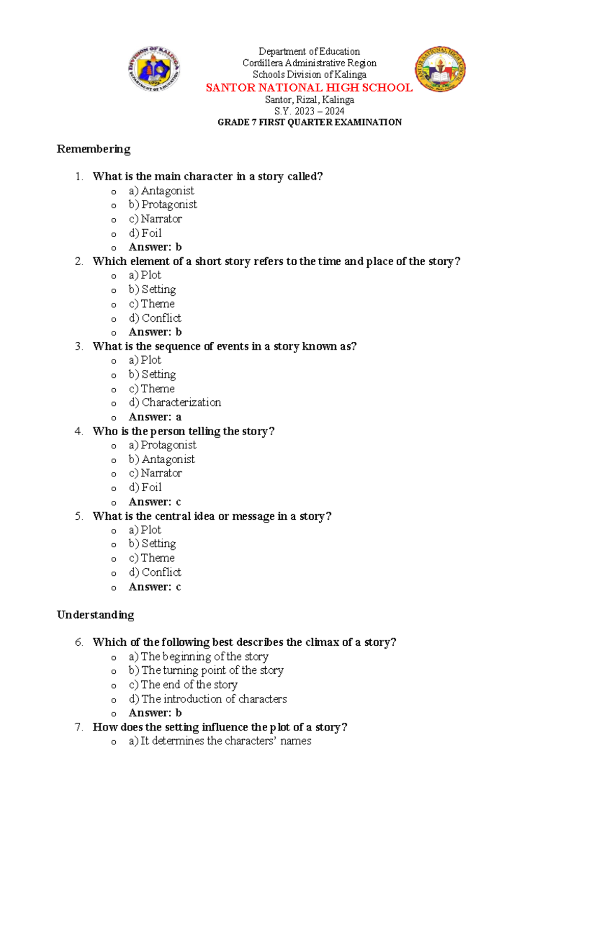 Grade 7 ex AM 1ST Quarter - Department of Education Cordillera ...