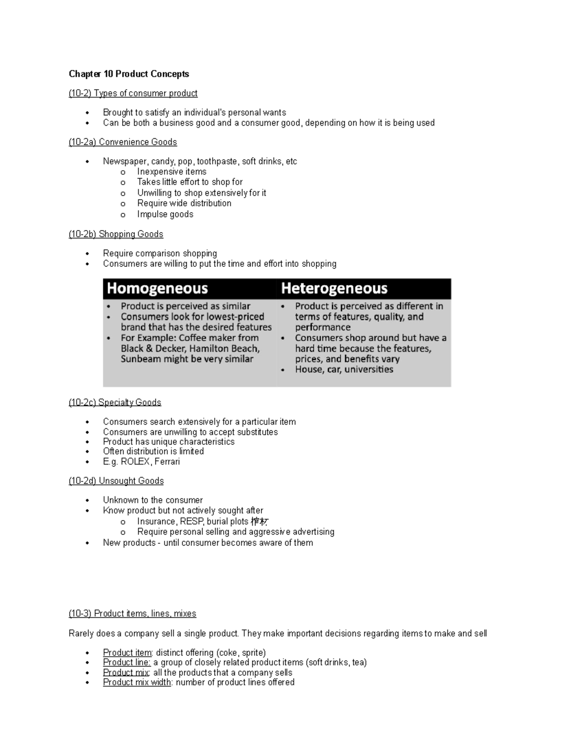 Chapter 10 Product Concepts - Chapter 10 Product Concepts (10-2) Types ...