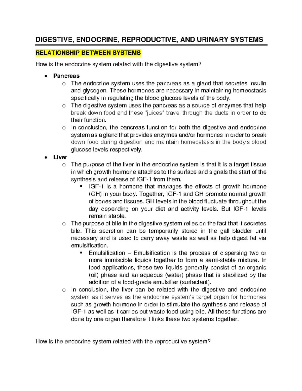 Anaphy Notes AS OF 112122 - DIGESTIVE, ENDOCRINE, REPRODUCTIVE, AND ...