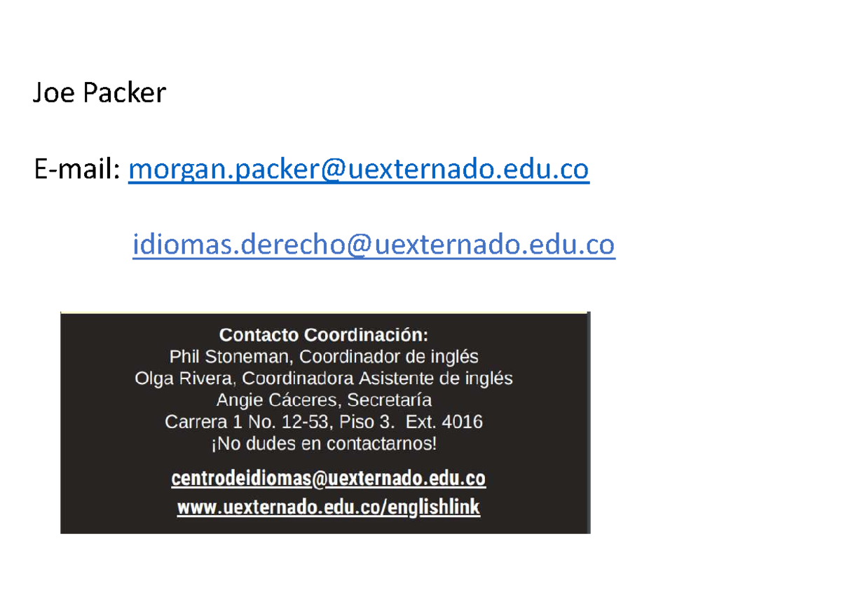 English X Level 5 Intro Information - Joe Packer E-mail: morgan ...