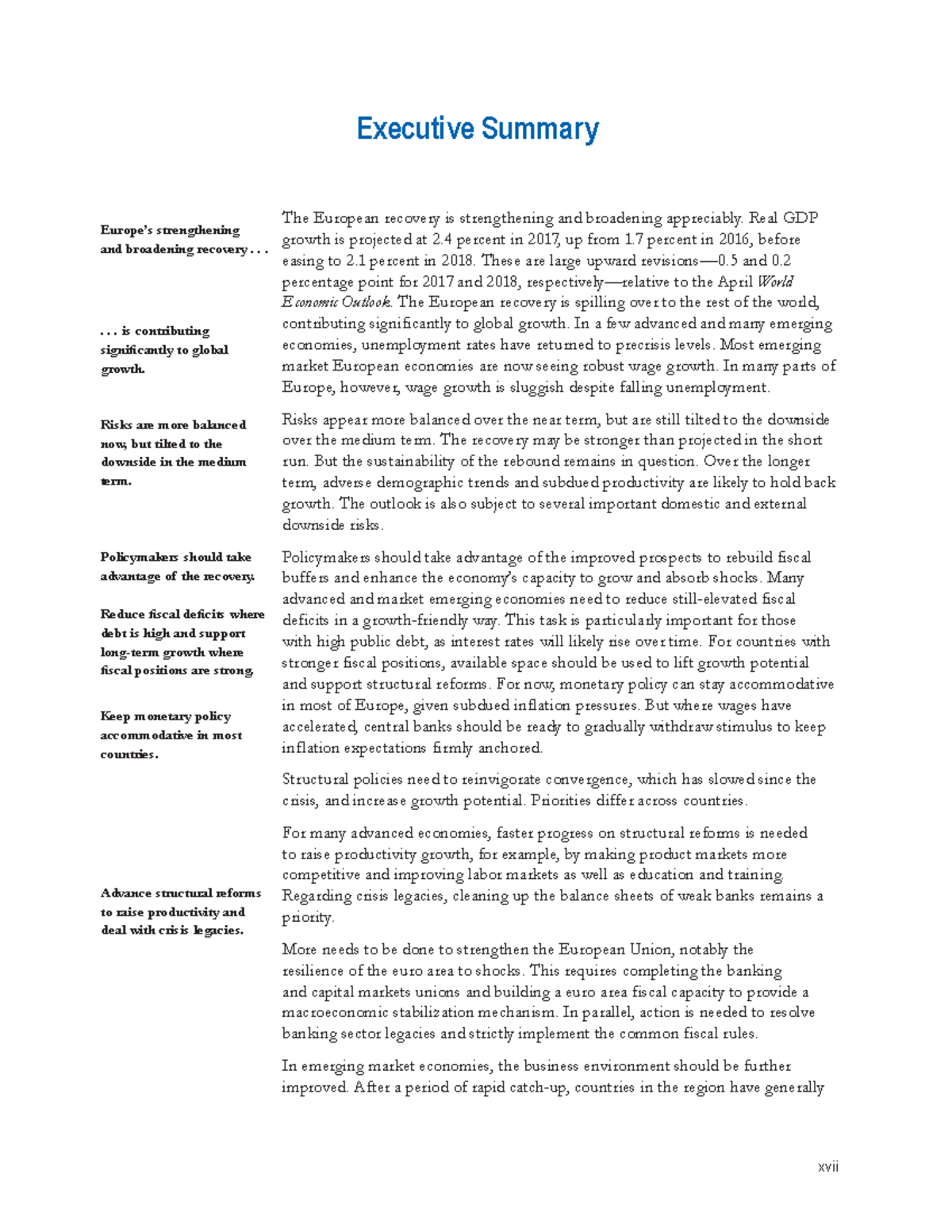 Eur reo executive summary english - xvii Executive Summary The European recovery is ...