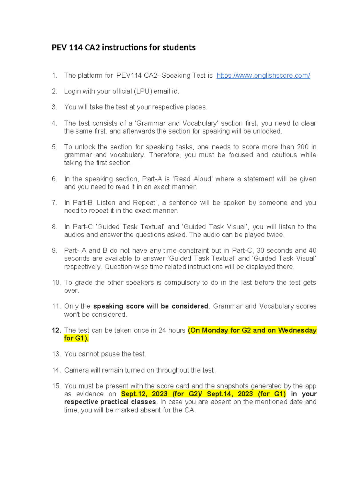 PEV 114 CA2 instructions for students 1 - PEV 114 CA2 instructions for students The platform for ...