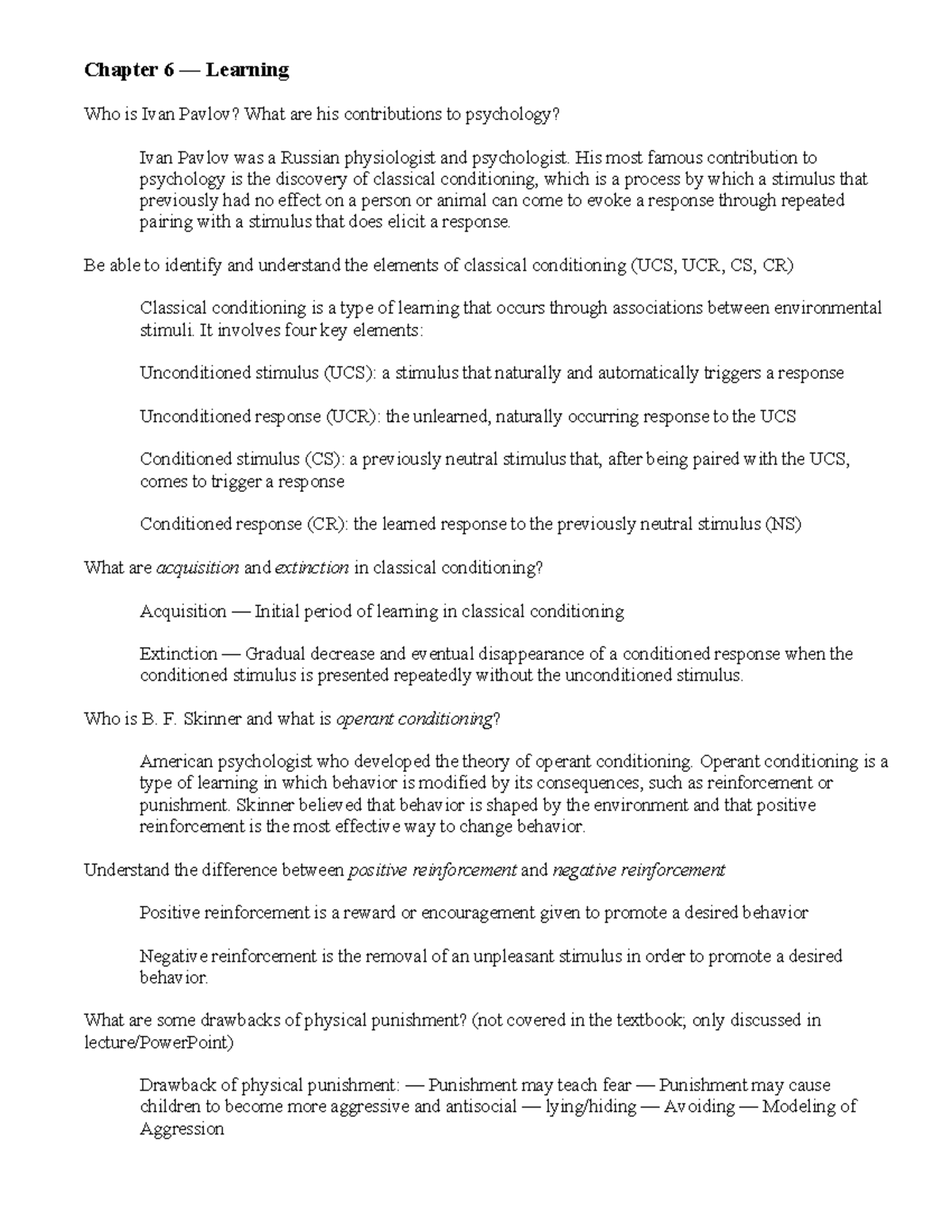 Chapter 6 - ExamStudy Guide - Psychology 2e - Chapter 6 — Learning Who ...