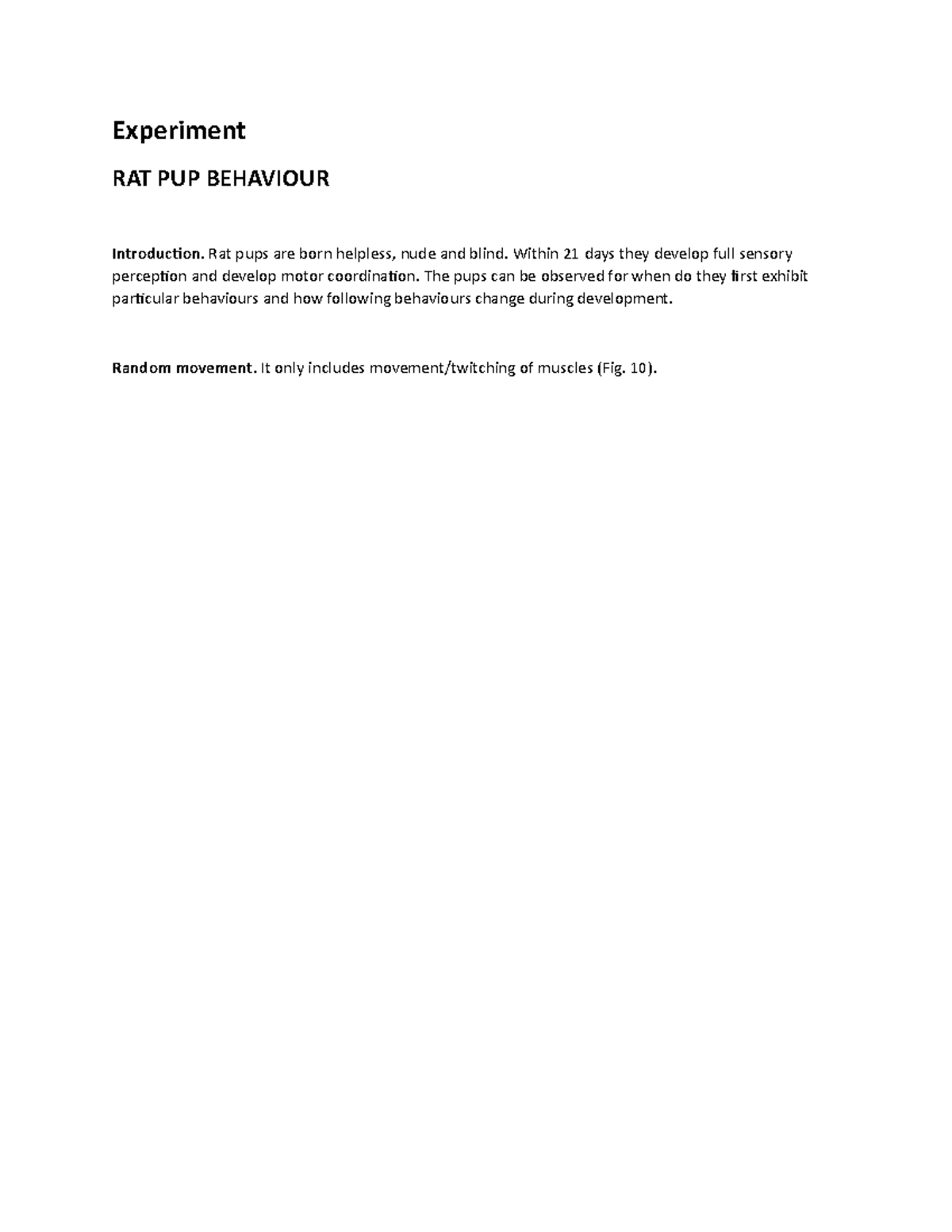 Rat pup behaviour - Development Biology And Animal Behavior ...