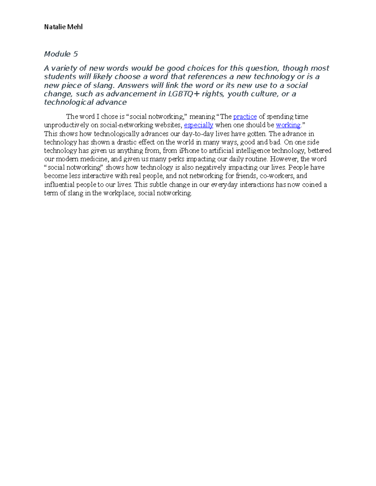 Module 5 - daily questions - Natalie Mehl Module 5 A variety of new ...