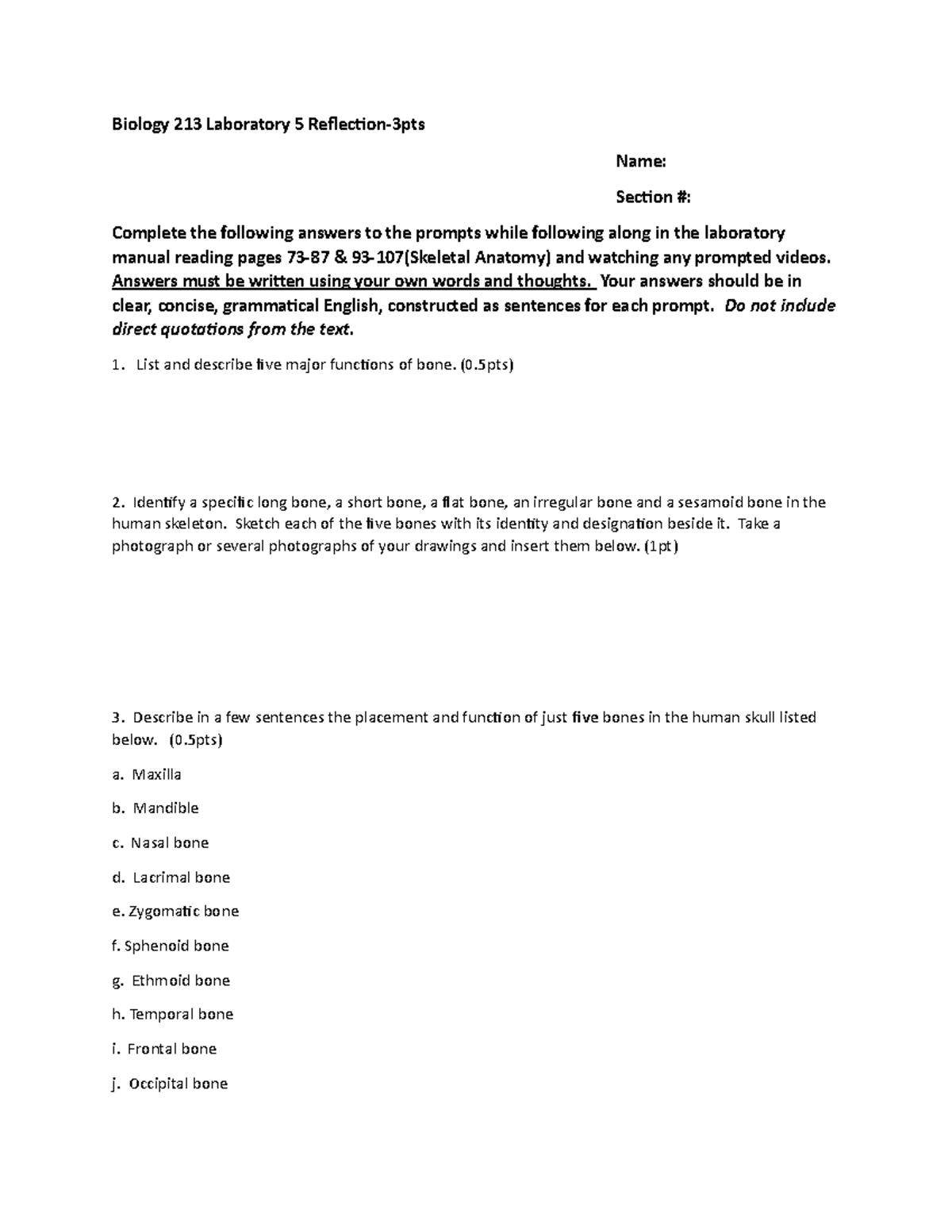 Biology 213 Laboratory 5 Reflection student SP23 - Biology 213 ...