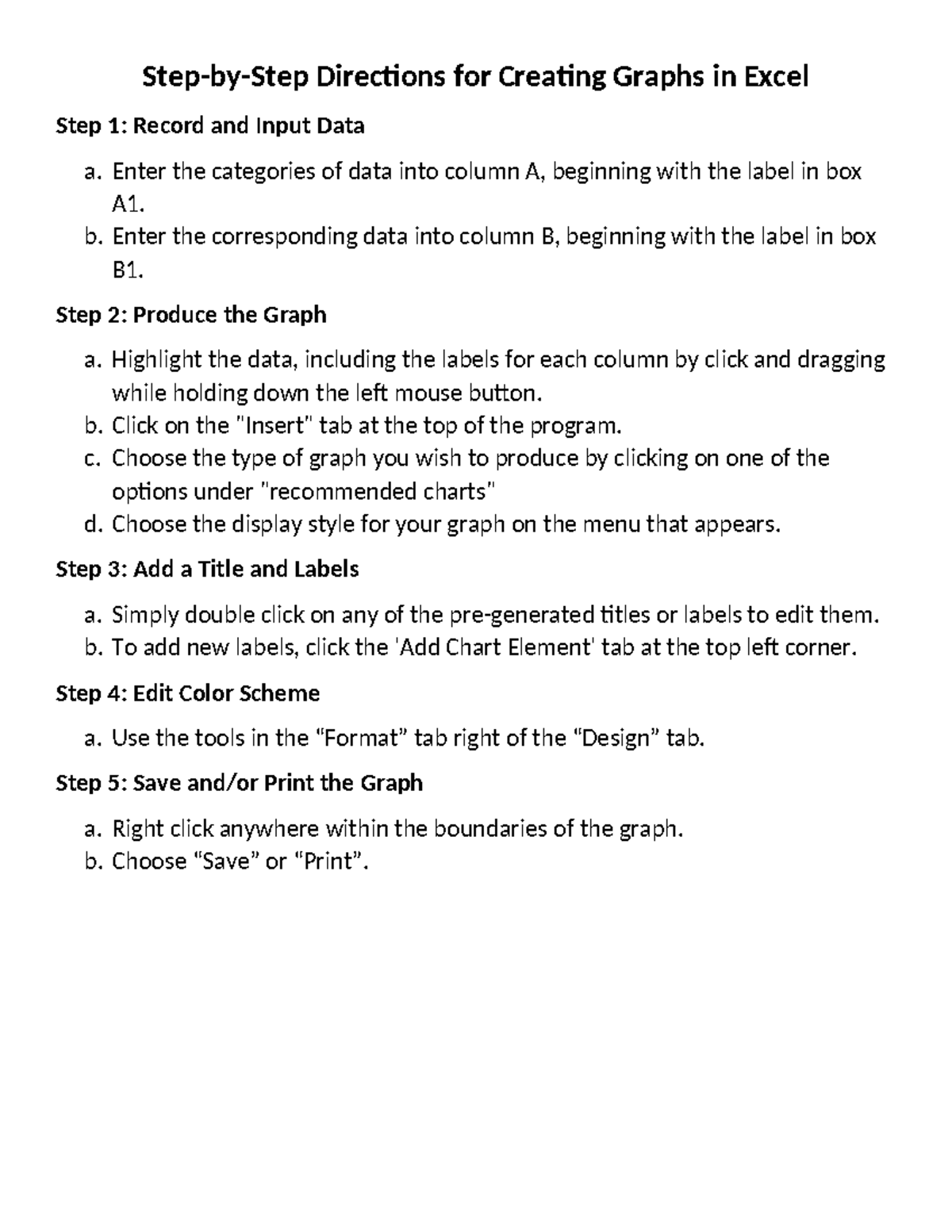 Step by Step Graphs in Excel Step by Step Directions For Creating