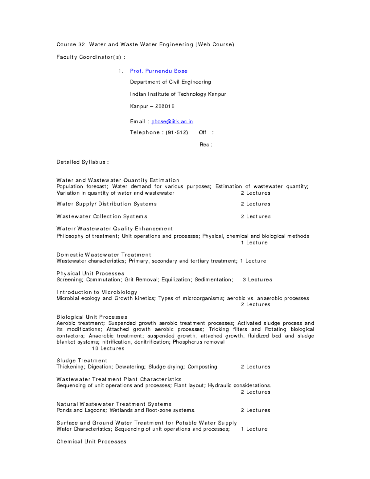 Water and Waste Water Engineering - Course 32. Water and Waste Water ...