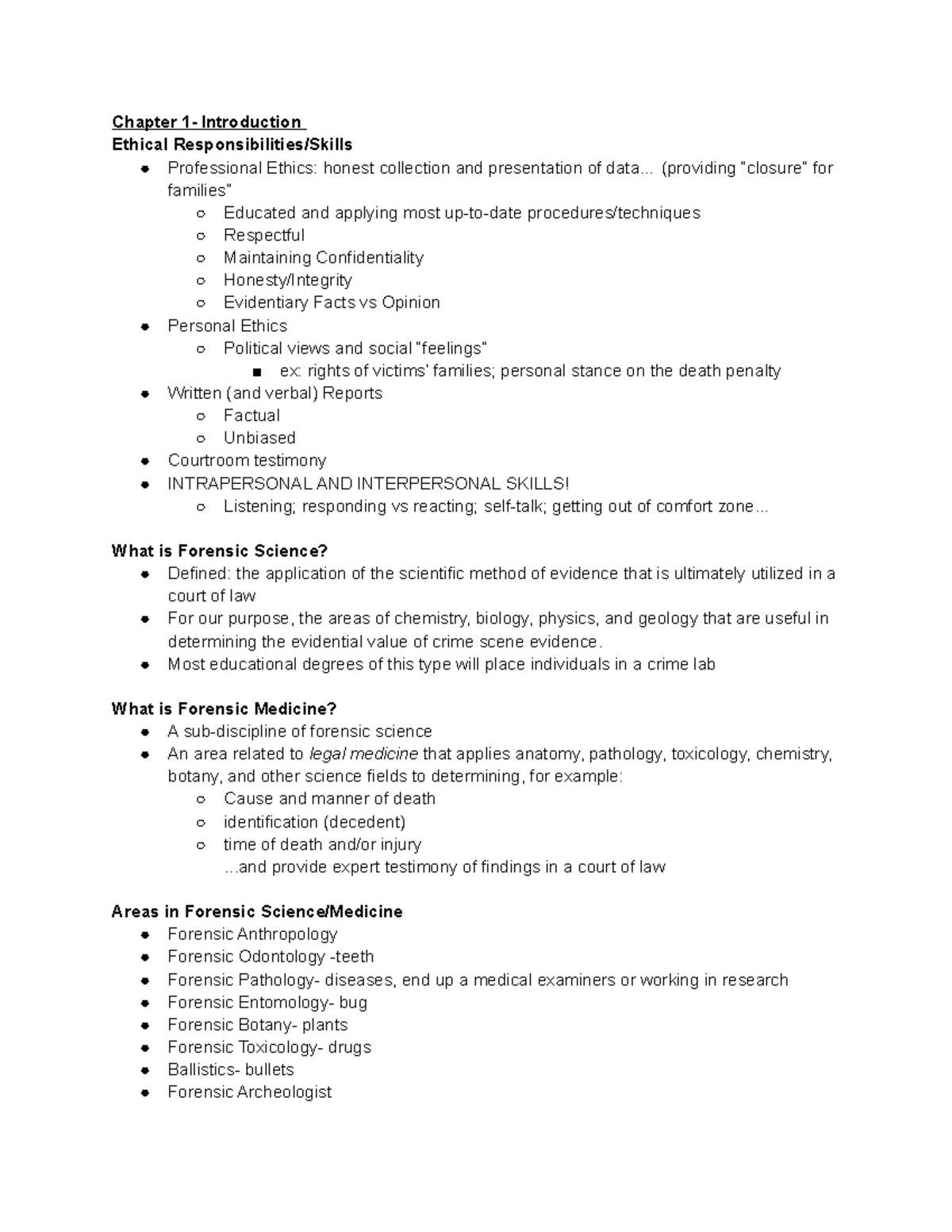Forensic Anthropology- Chapter 1 Notes- Intro to Forensic Anthropology ...