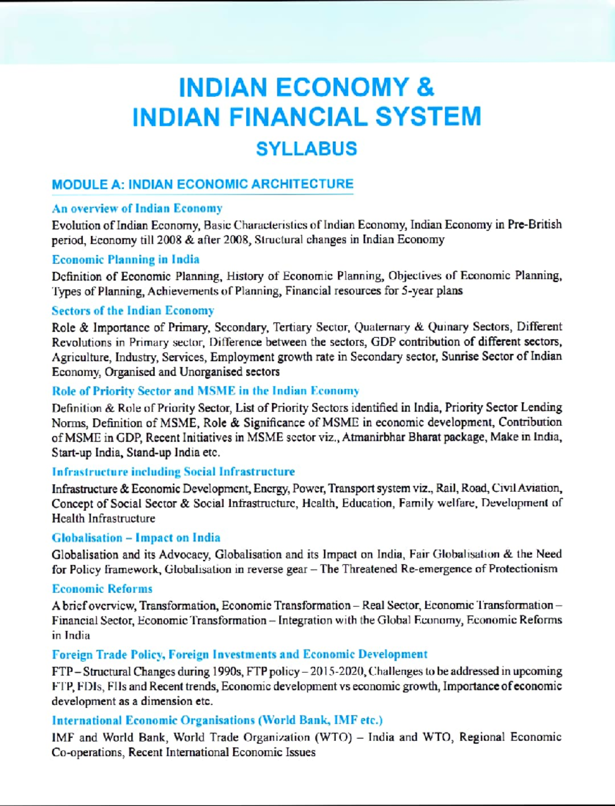Jaiib Complete New Syllabus - INDIAN ECONOMY & INDIAN FINANCIAL SYSTEM ...