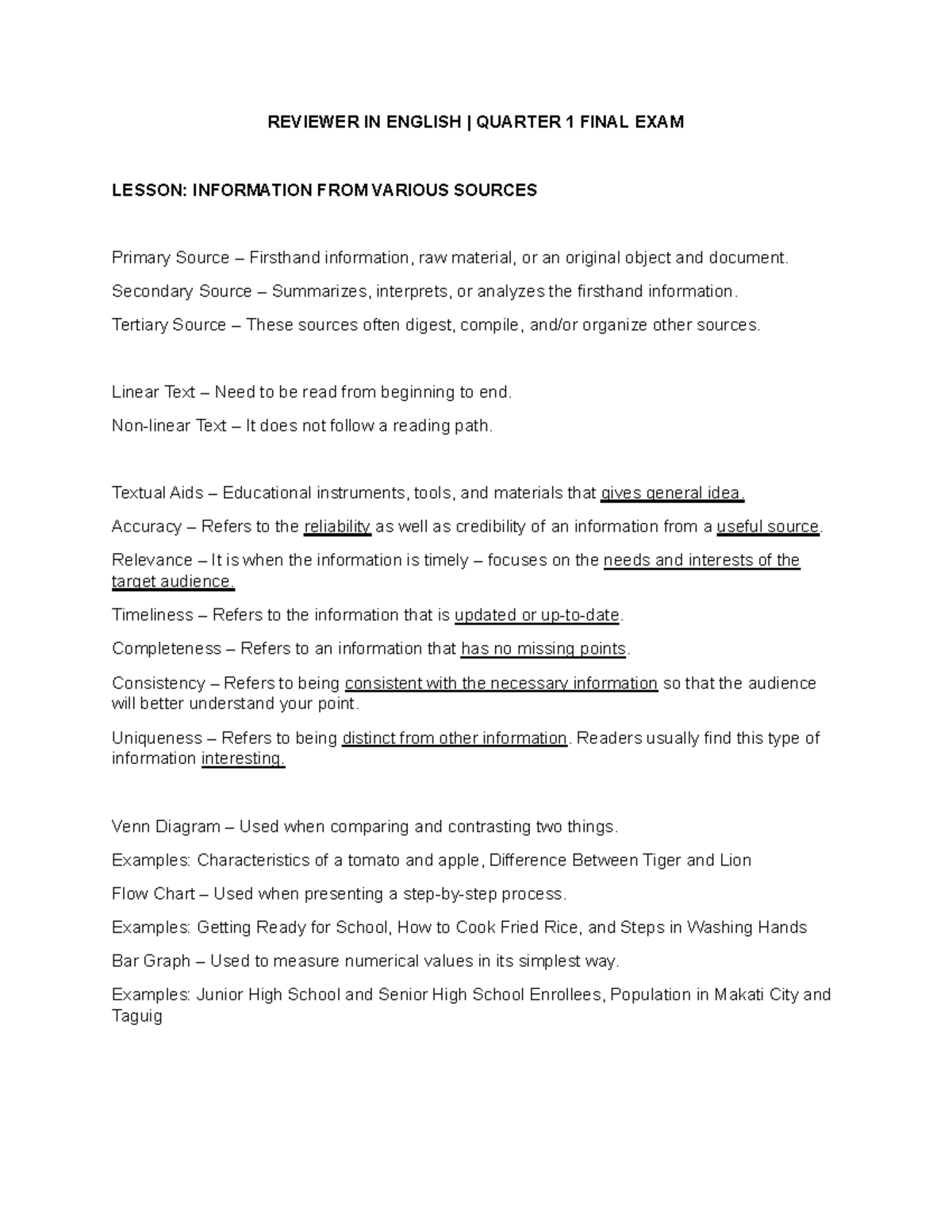 English Reviewer Quarter 1 Final Exam - REVIEWER IN ENGLISH | QUARTER 1 ...