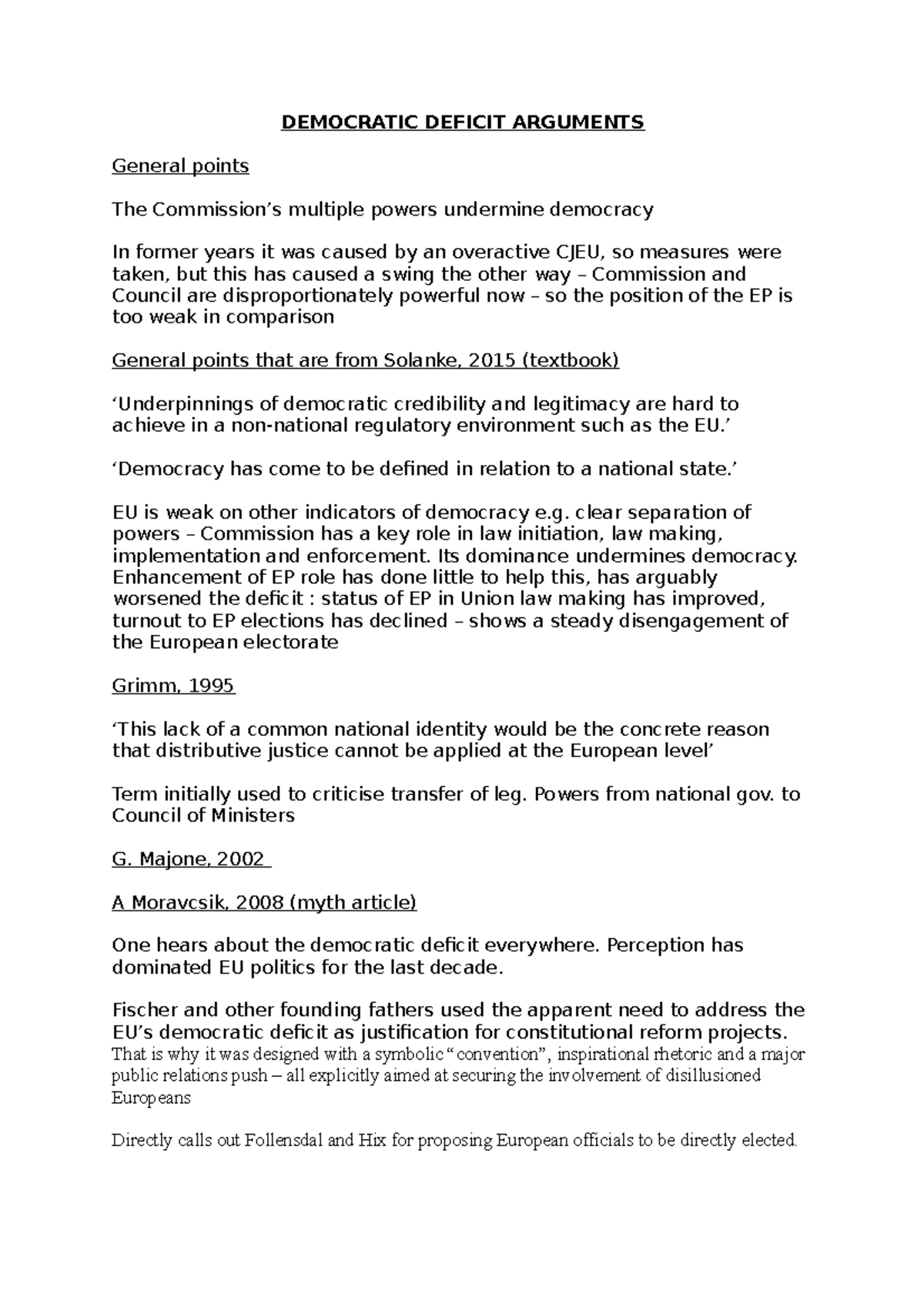 Democratic Deficit Arguments - DEMOCRATIC DEFICIT ARGUMENTS General ...