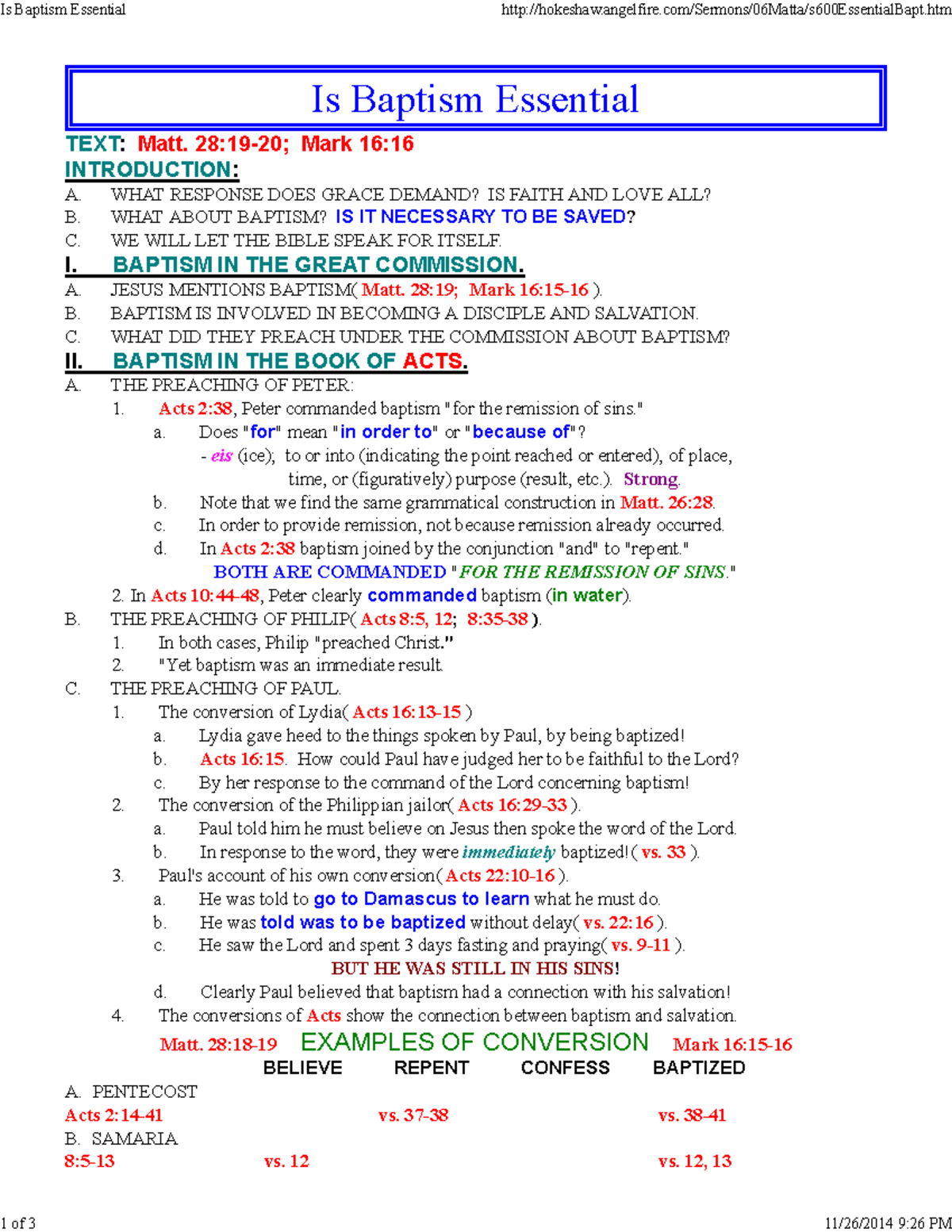 Is baptism essential - Good for soul - Is Baptism Essential TEXT: Matt ...