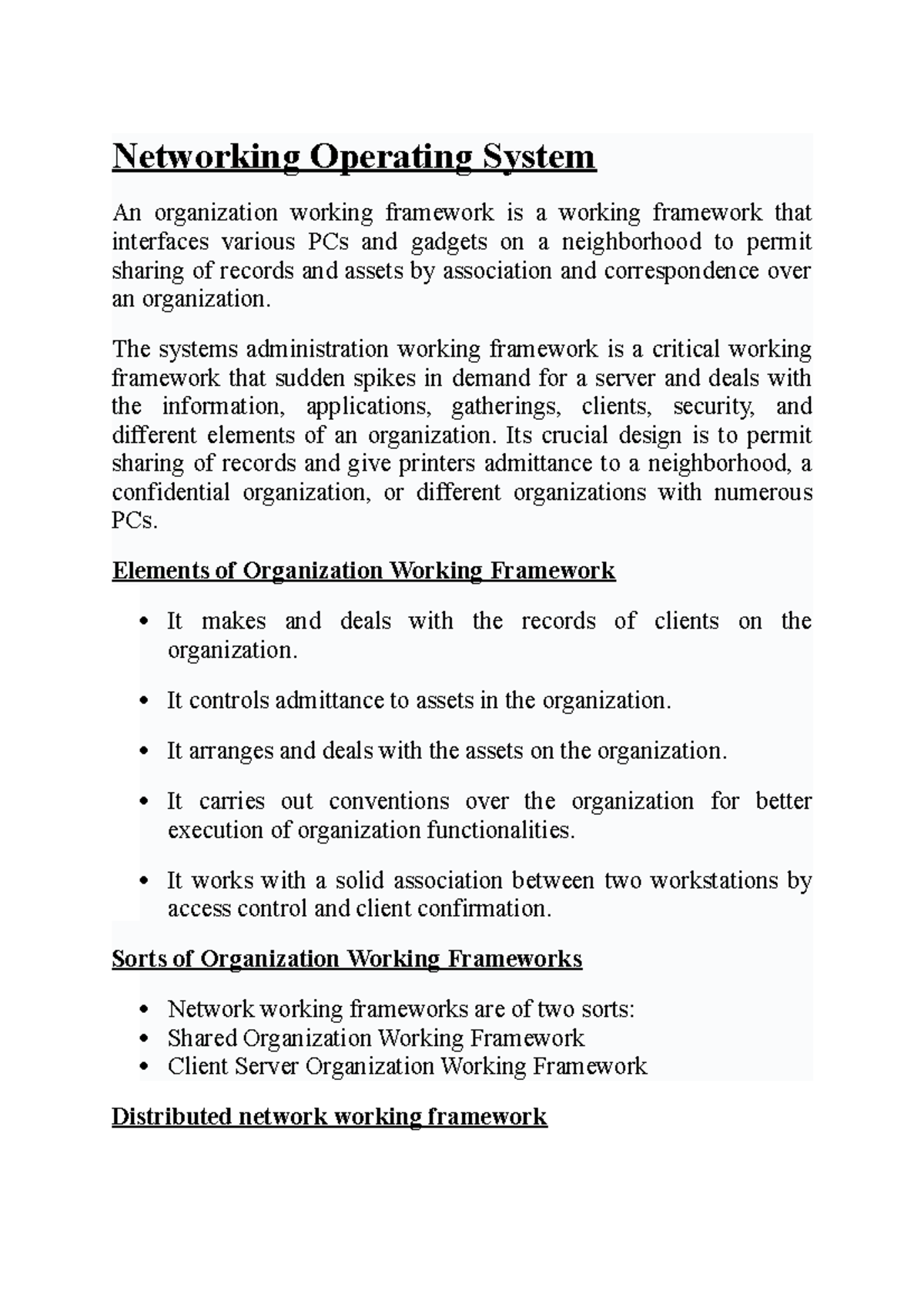 Networking Operating System - The systems administration working ...