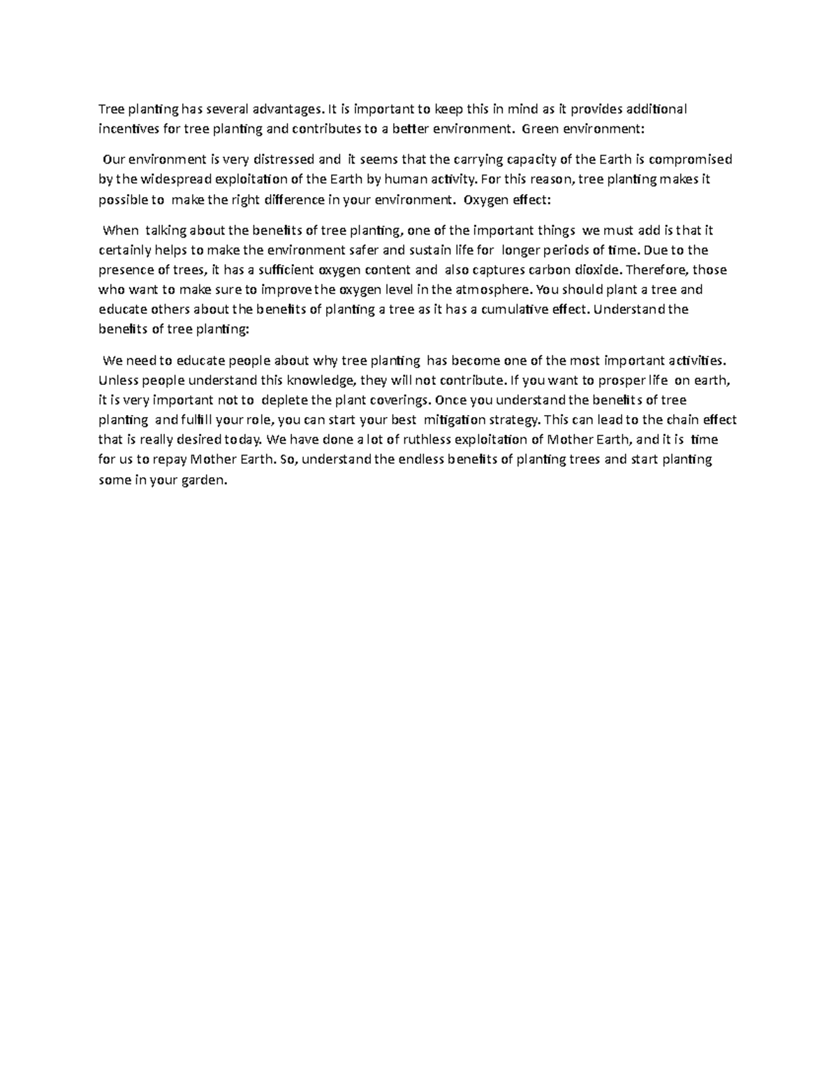 Tree planting has several advantages - Bachelor of Science in Biology ...