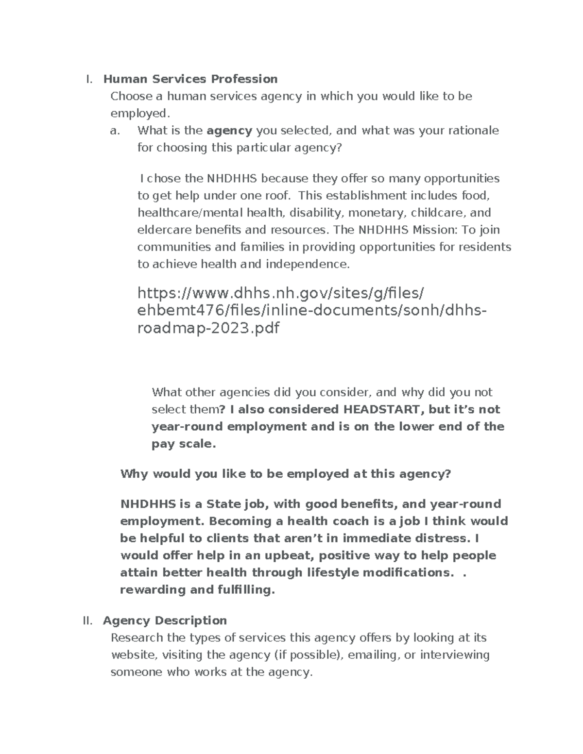 Human Services Profession final final - I. Human Services Profession ...