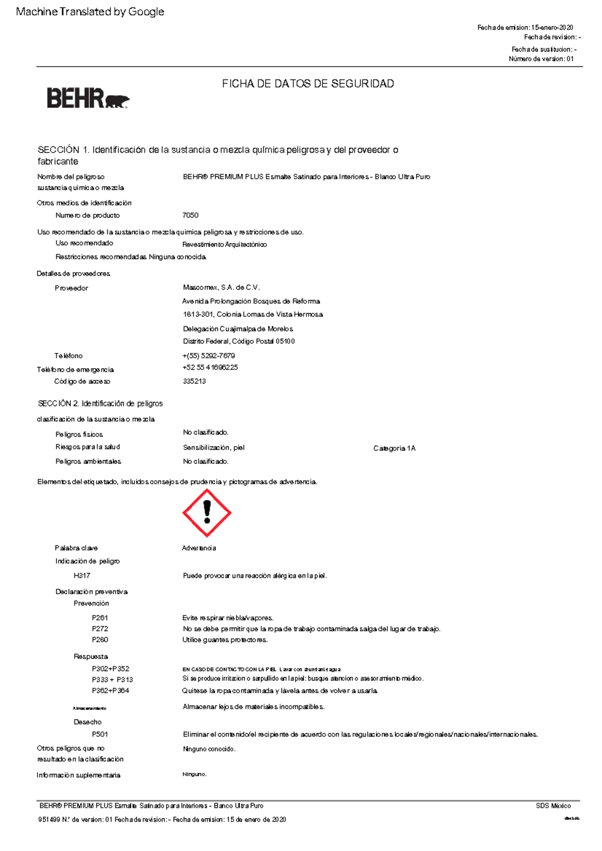 7. BEHR Premium PLUS Ultra Interior Esmalte Satinado BASE Media - No ...