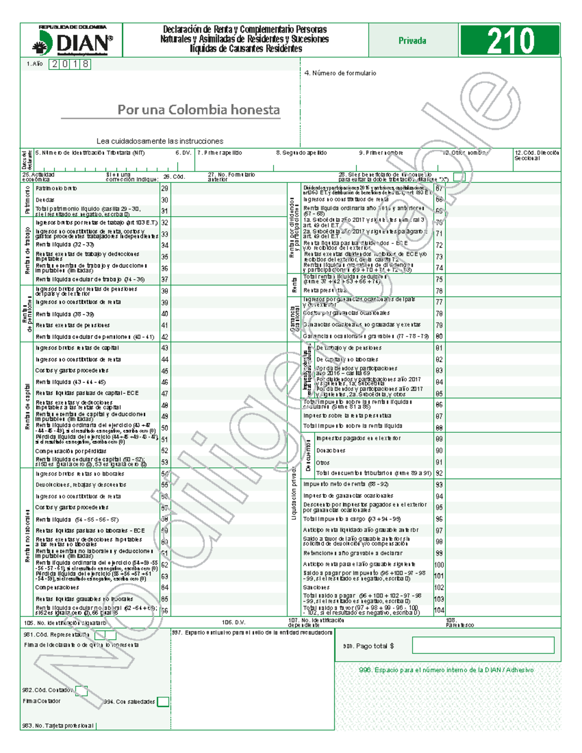 Formulario 210 - - Studocu