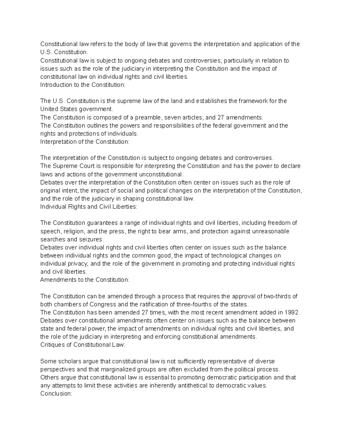 Constitutional Law - Constitution. Constitutional law is subject to ...