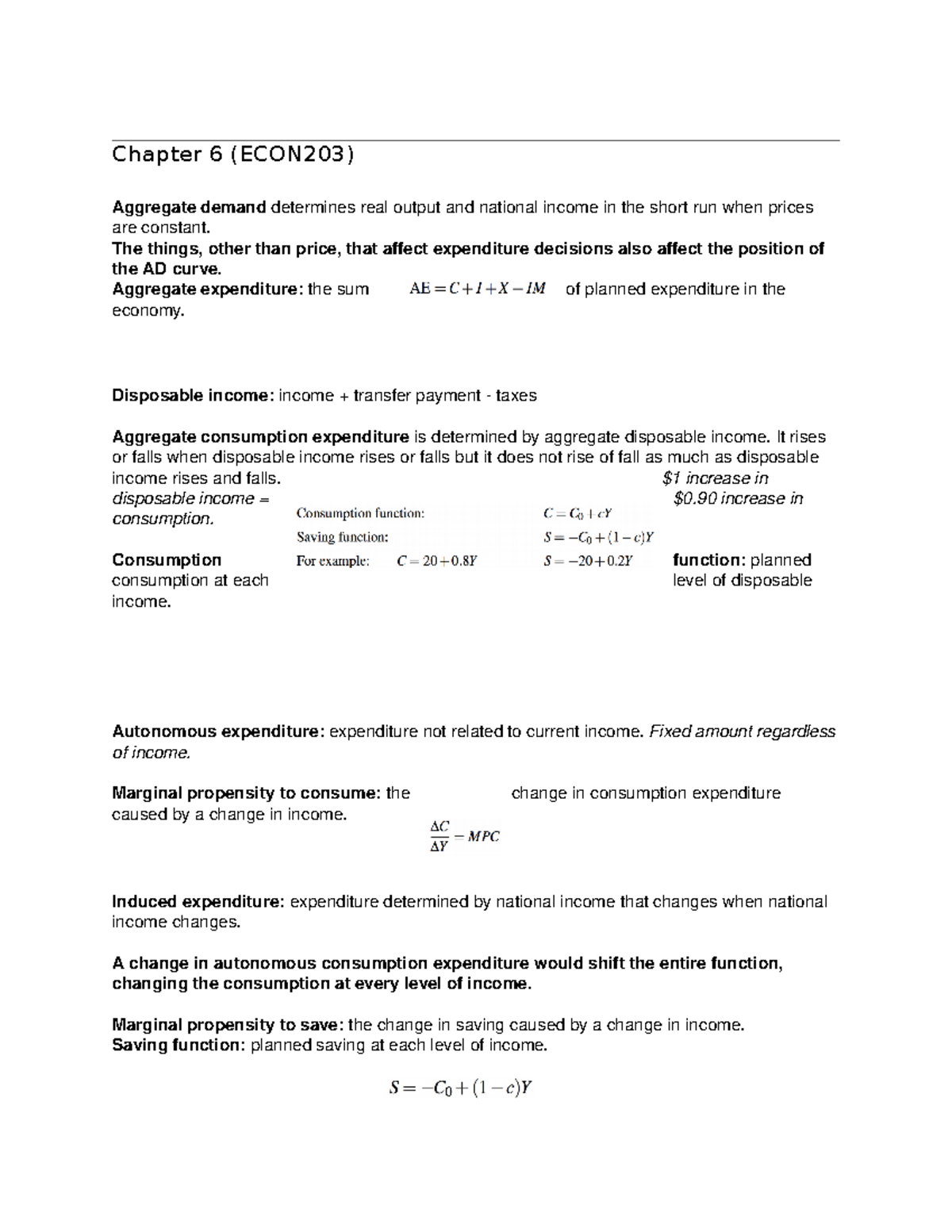 Chapter-6 - Summary Introduction to Macroeconomics - Chapter 6 (ECON203 ...