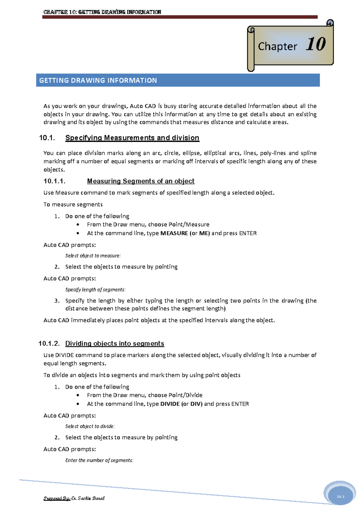10 Getting drawing informations - GETTING DRAWING INFORMATION As you ...