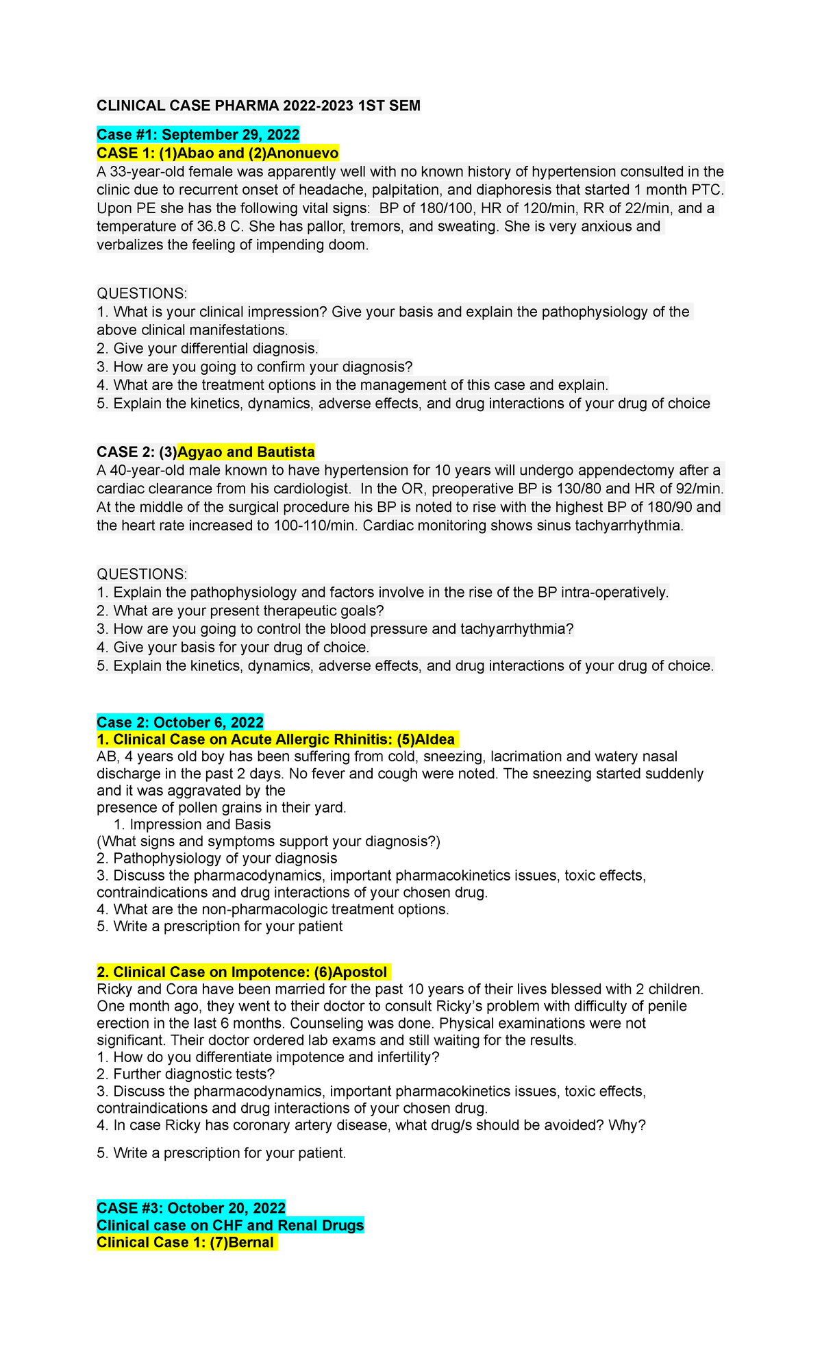 220929 Clinical Cases Pharma 2022 1 - CLINICAL CASE PHARMA 2022-2023 ...