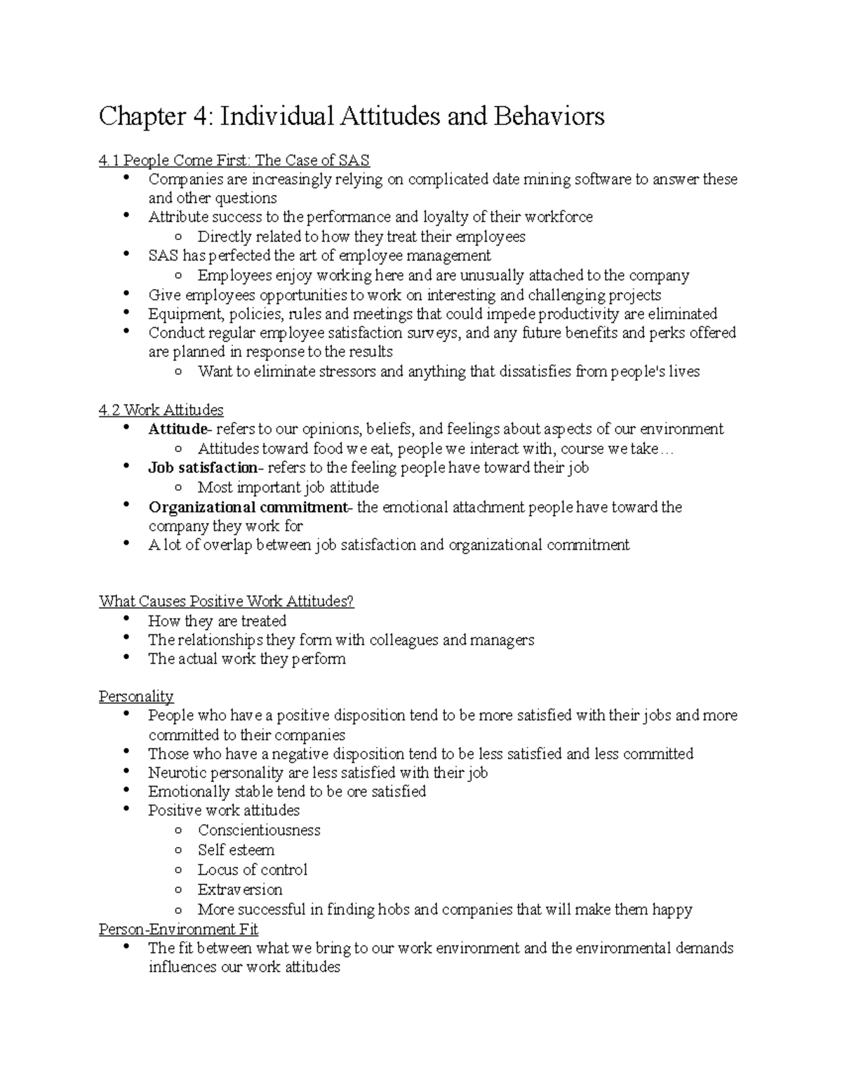 Chapter 4 MGT - Chapter 4: Individual Attitudes and Behaviors 4 People ...