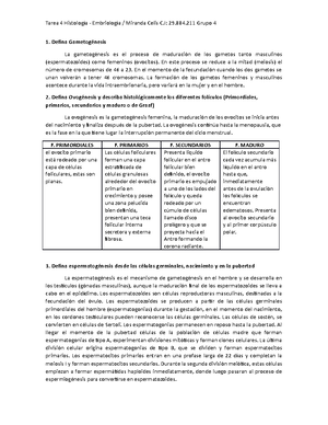 Tarea 5 embriologia Miranda Celis - 1.- Explique con sus propias ...