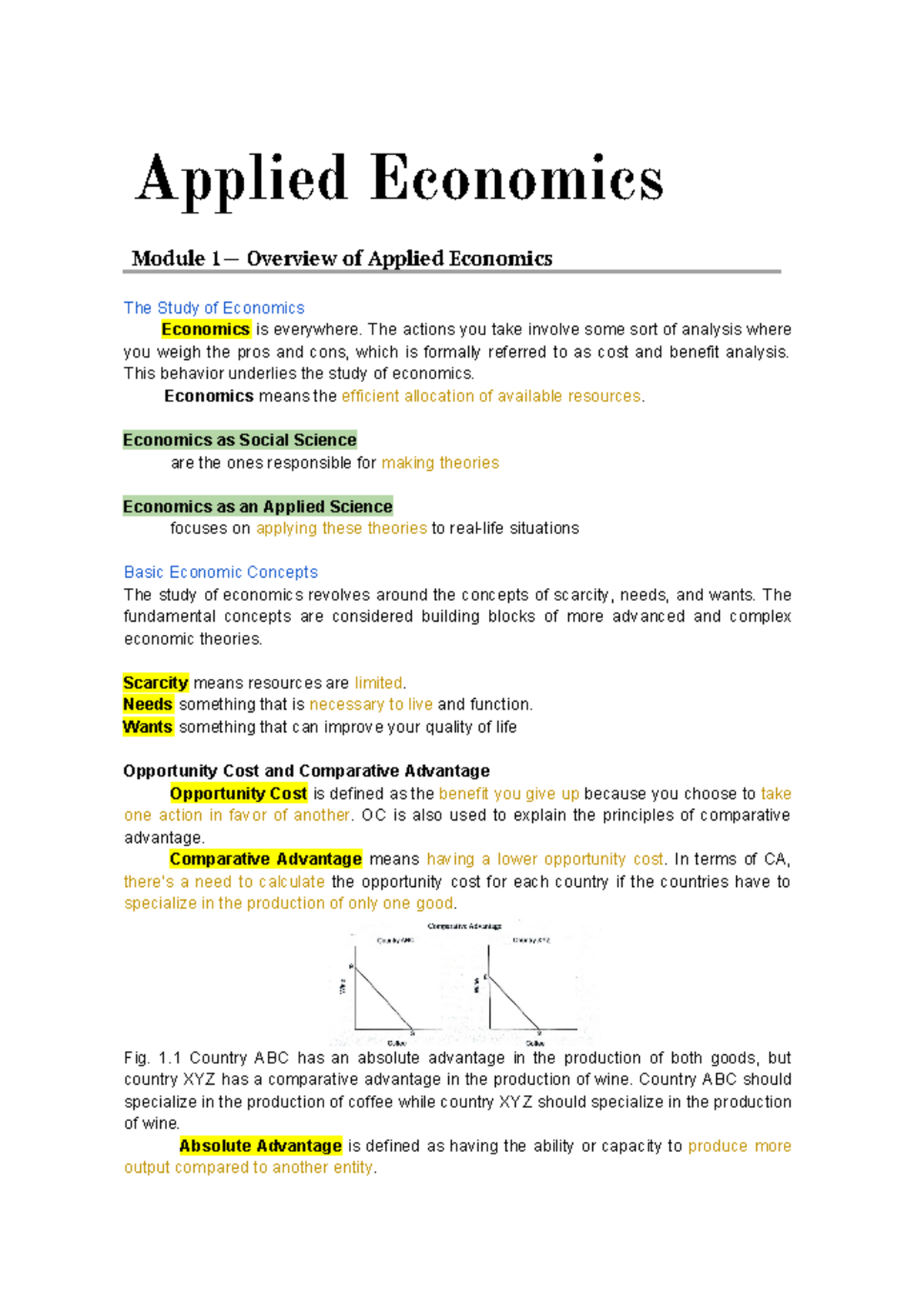 Module 1 - Applied Economics Module 1— Overview of Applied Economics ...