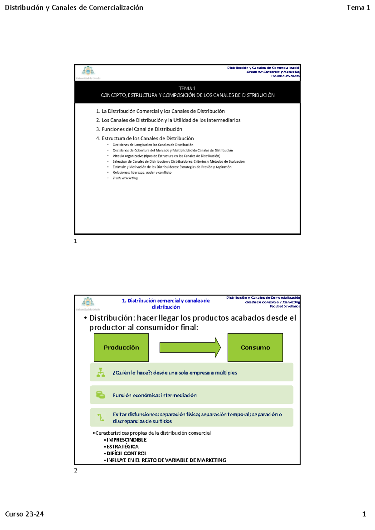 Tema 1 Dy CC 2023-24 Cvirtual - Distribución comercial y canales de distribución Distribución y ...