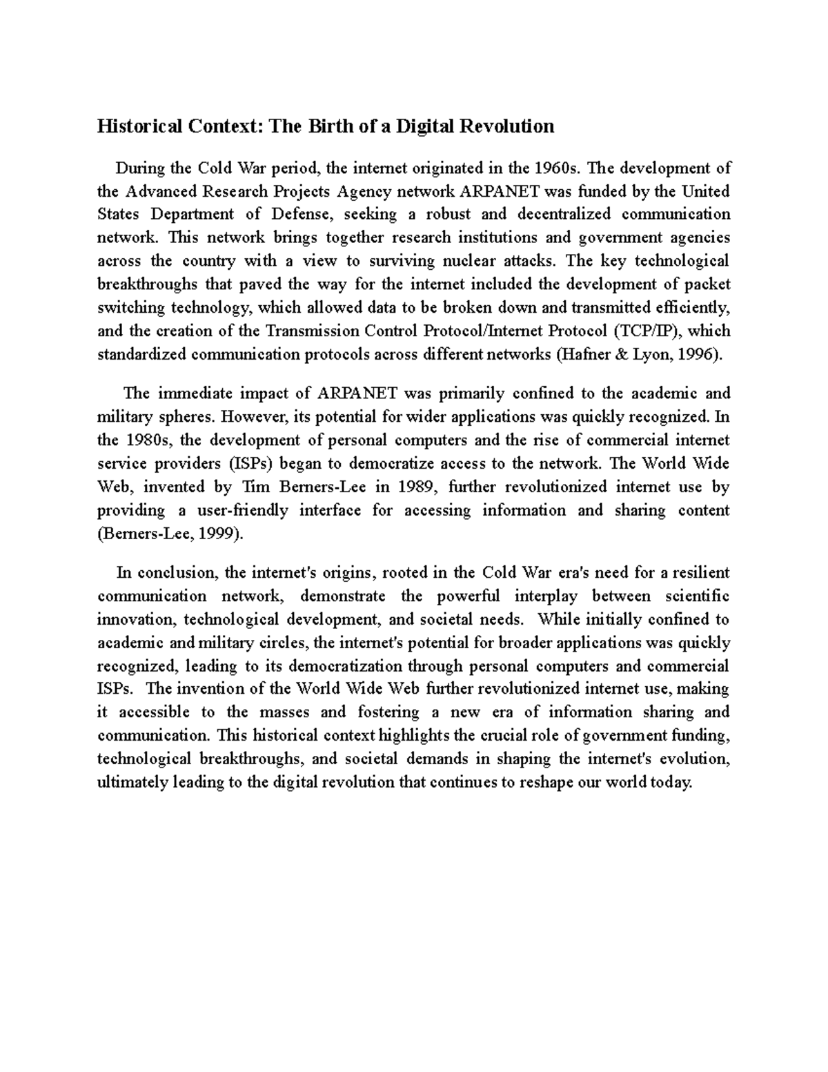 Essay - nice - Historical Context: The Birth of a Digital Revolution ...
