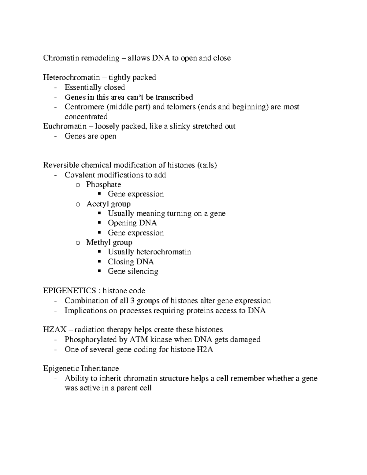 Chromatin remodeling - Study notes to help with Cellular and Molecular ...