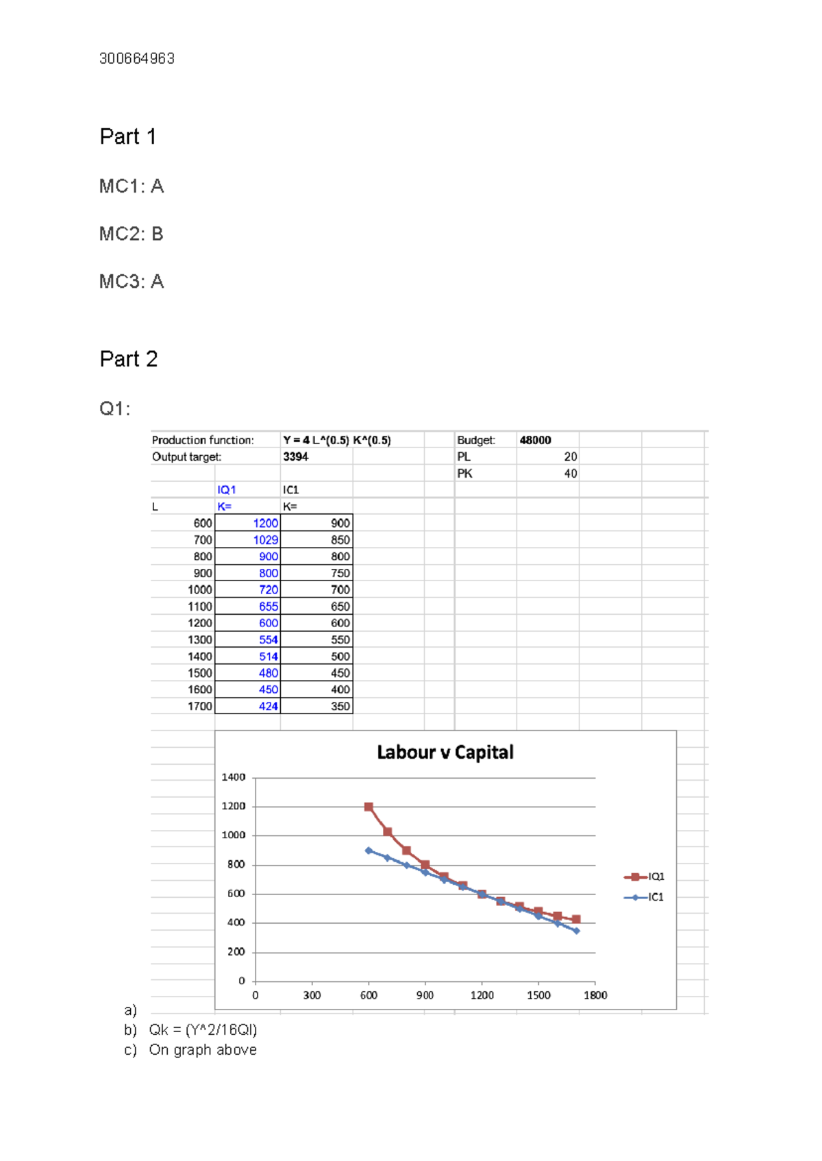 Eco tutorial #4 - 3/3 - Microeconomic Principles - 300664963 Part 1 MC1 ...