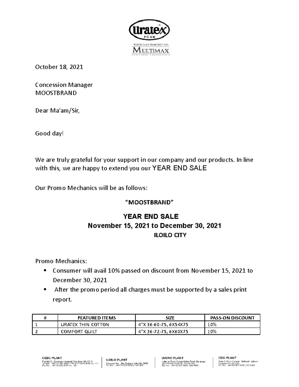 Trade Letter for Local NAG Account in year 2022 - October 18, 2021 ...