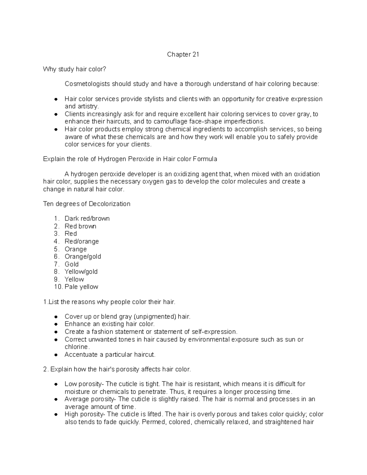 Chapter Twenty-One - Chapter 21 Why study hair color? Cosmetologists ...