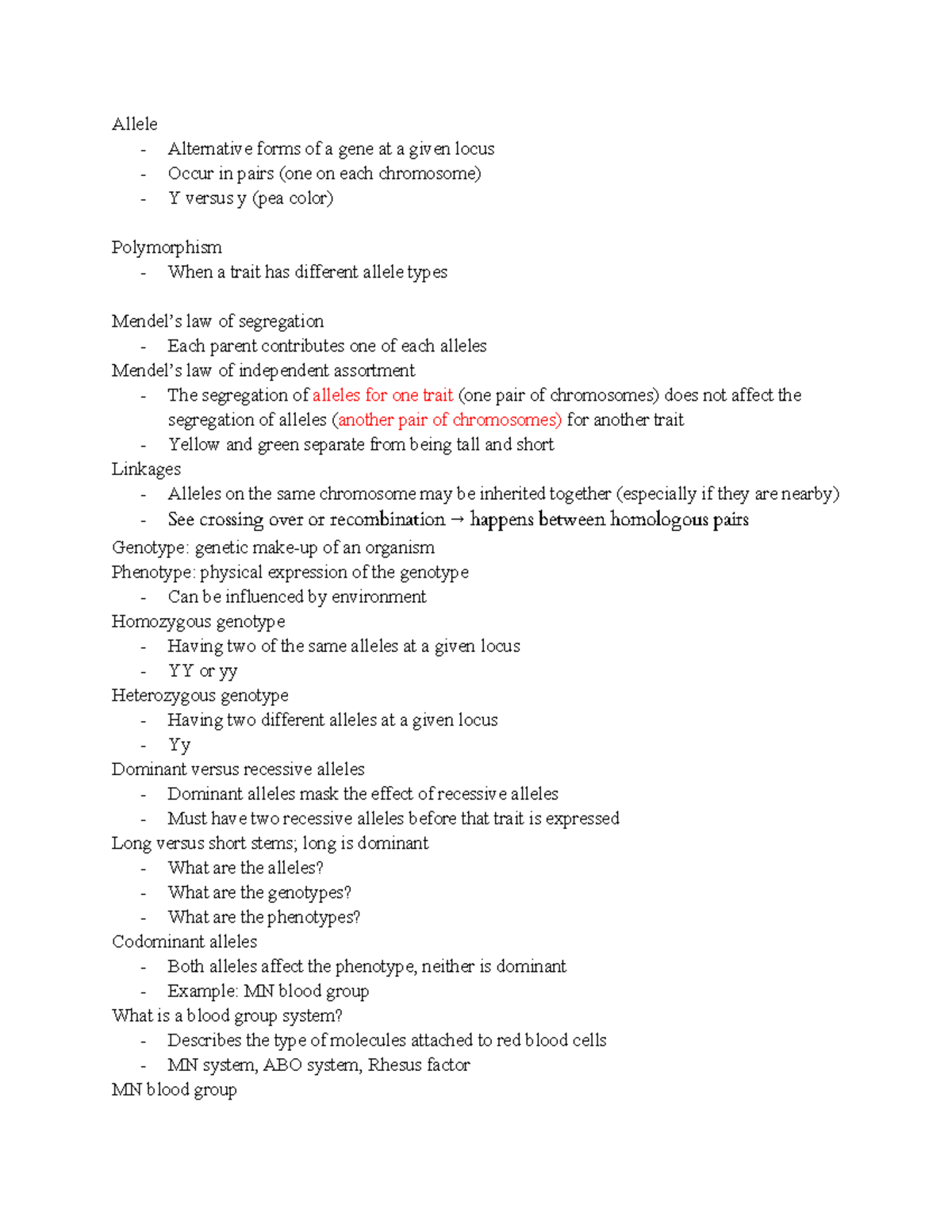 Mendelian Genetics - Allele - Alternative forms of a gene at a given ...