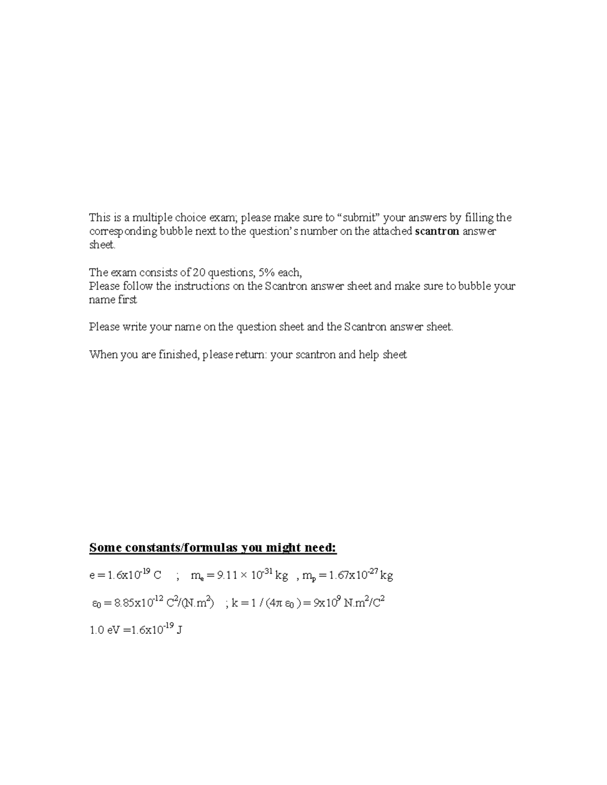 Physics 2 - exam practice - ####### Division of Engineering and Physics ...