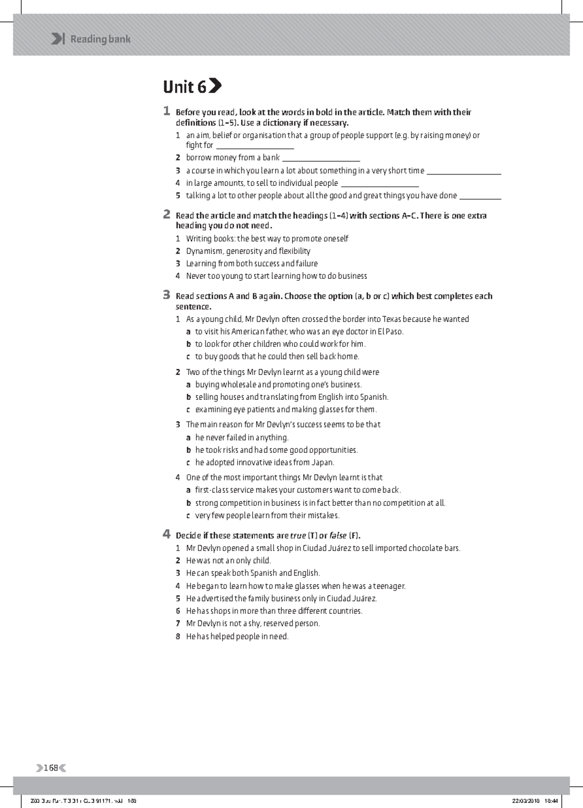 Reading Unit 6 - bài tập ôn luyện - 168 Reading bank Unit 6 1 Before ...