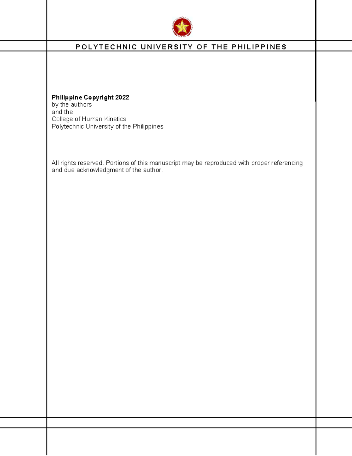 Eight Version Preliminaries Format - Philippine Copyright 2022 by the ...