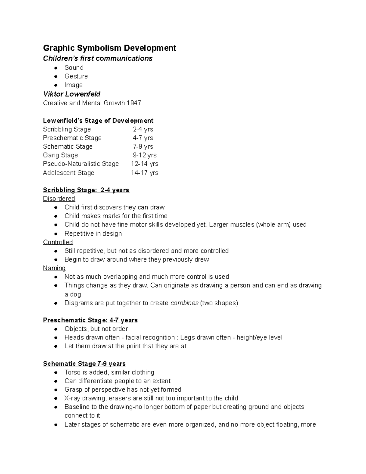 Graphic Symbolism Development Notes - Graphic Symbolism Development ...
