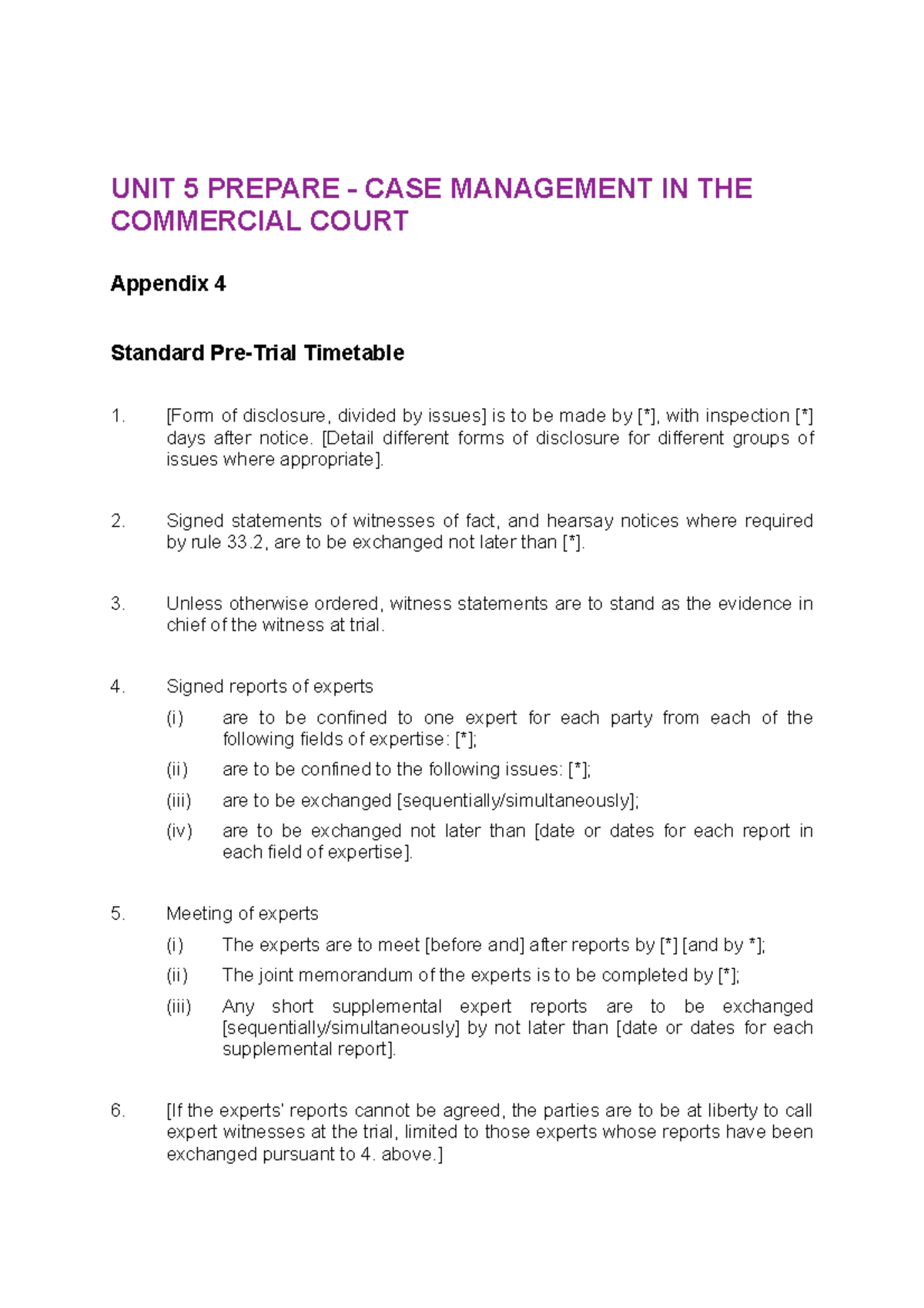 Appendix 4CCG - UNIT 5 PREPARE - CASE MANAGEMENT IN THE COMMERCIAL ...