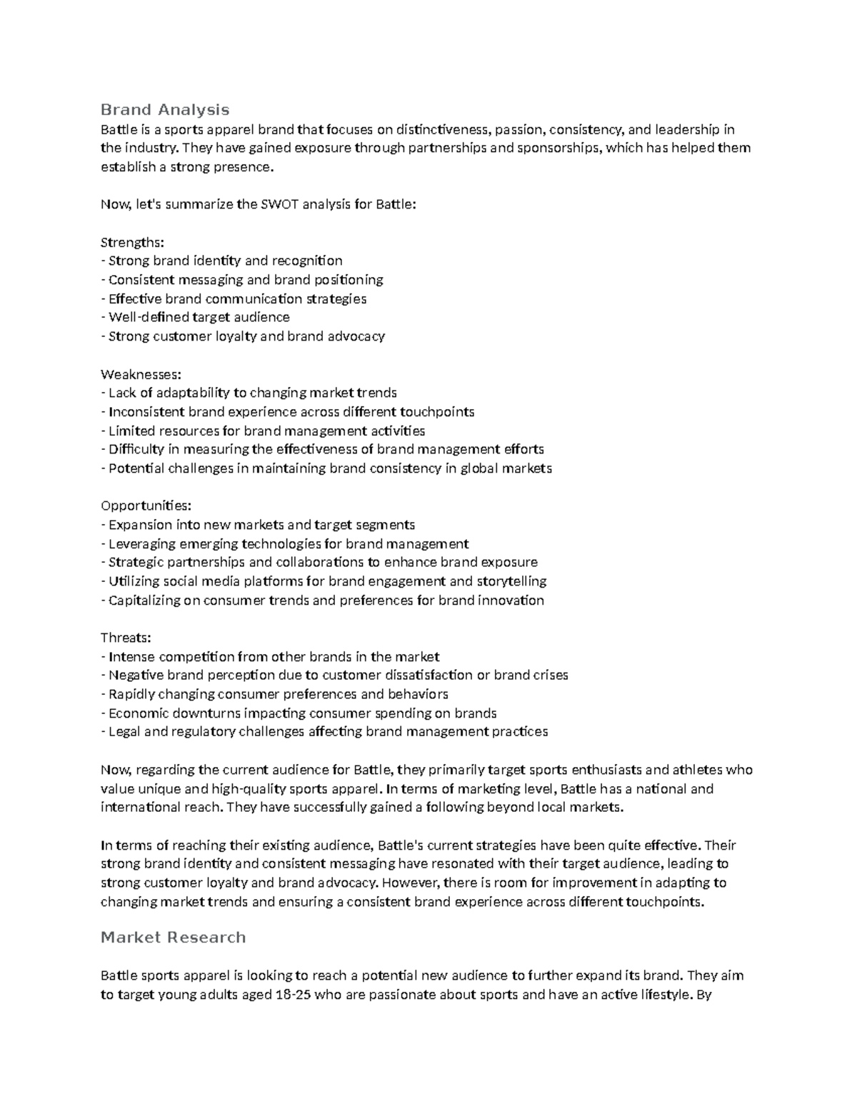 Ch3 milestone 2 - assignment - Brand Analysis Battle is a sports ...