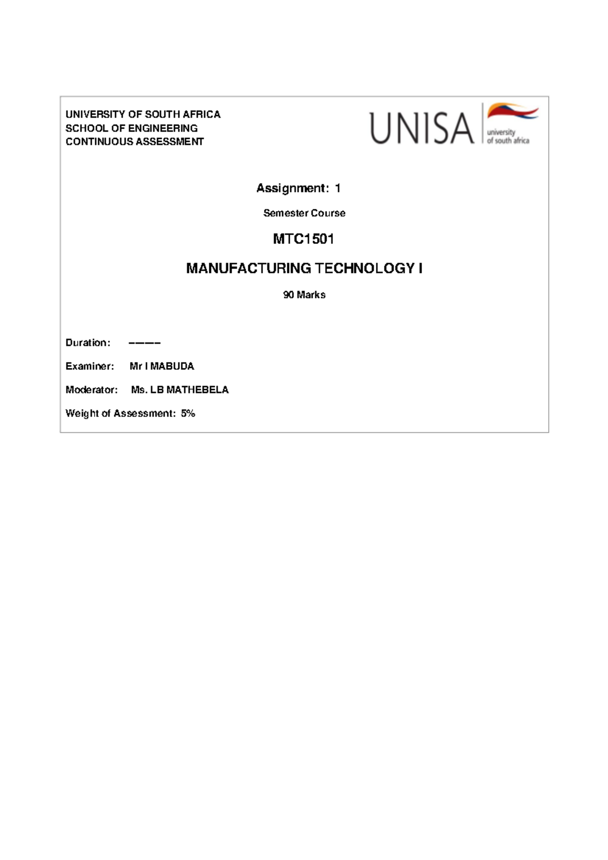 Manufacturing+technology+1501+Assignment+1 manufacturing technology ...