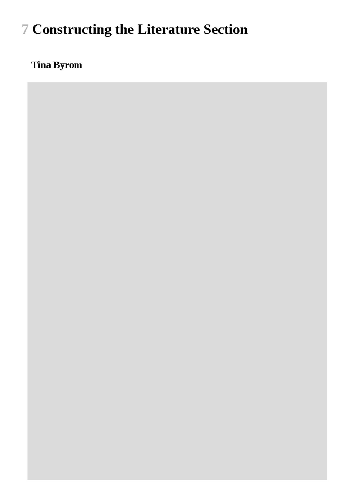 Reviewing the Literature - 7 Constructing the Literature Section Tina ...