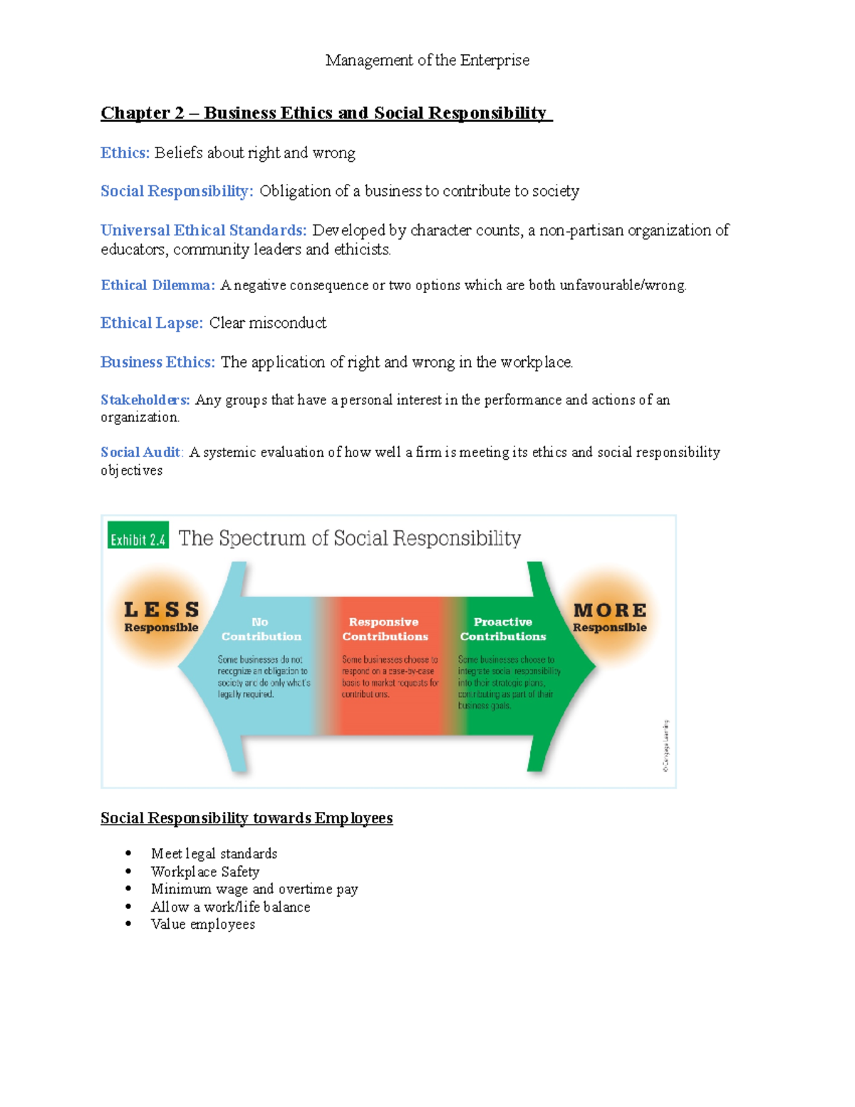 Day 3 - Chapter review - Chapter 2 – Business Ethics and Social ...
