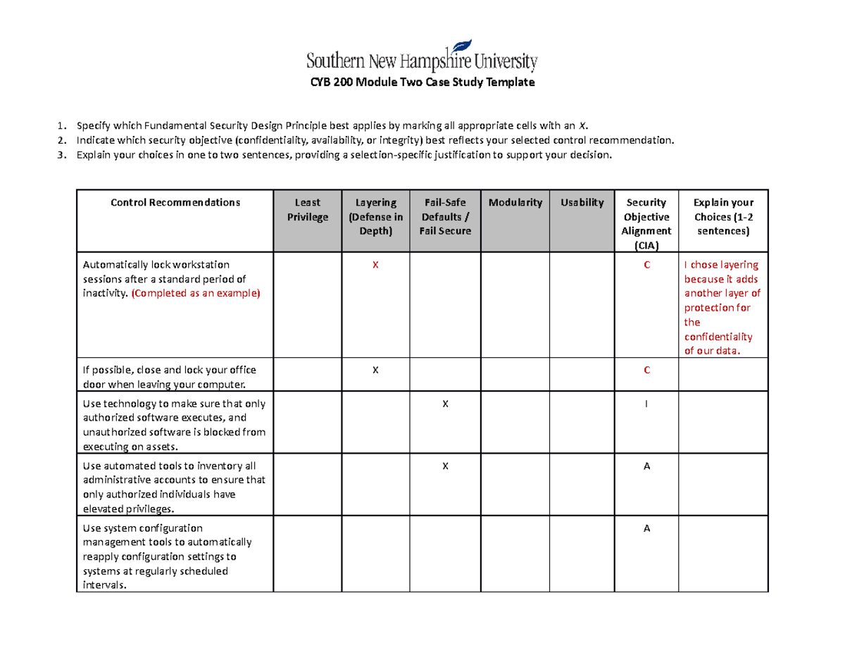 CYB - cyber - CYB 200 Module Two Case Study Template Specify which ...