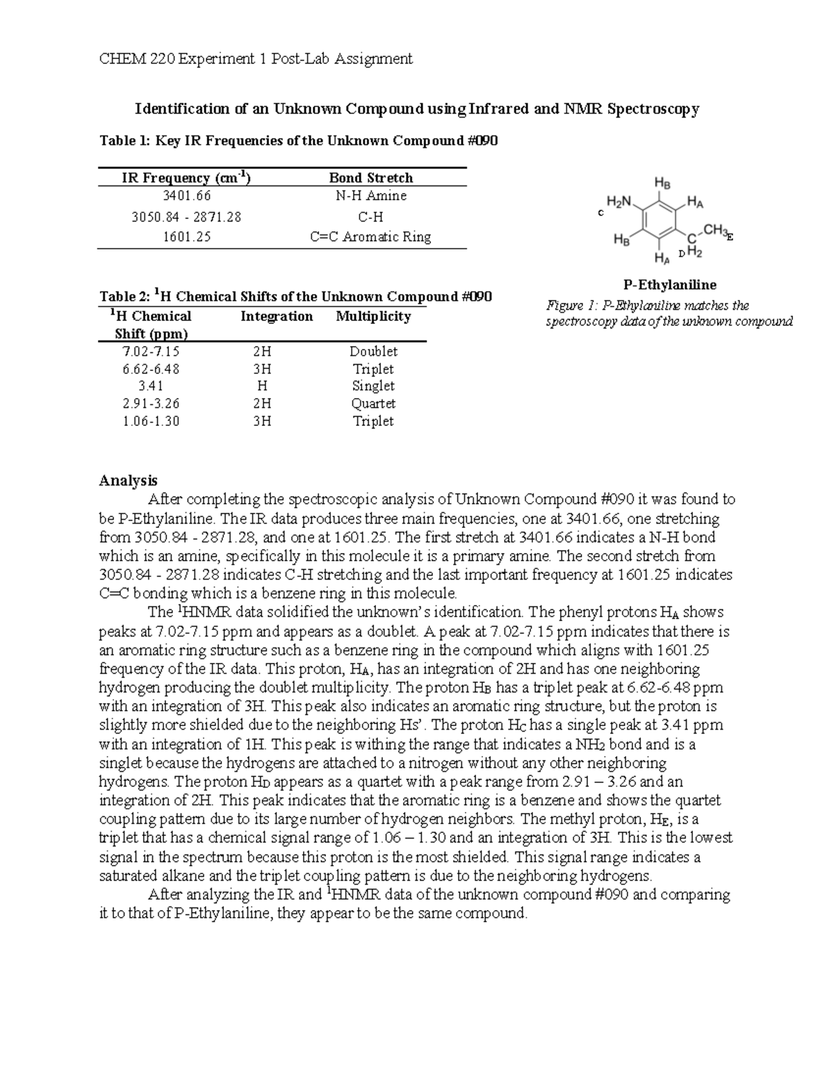 Ochem II Exp. 1 - Izzy Pulido CHEM 220 Experiment 1 Post-Lab Assignment ...