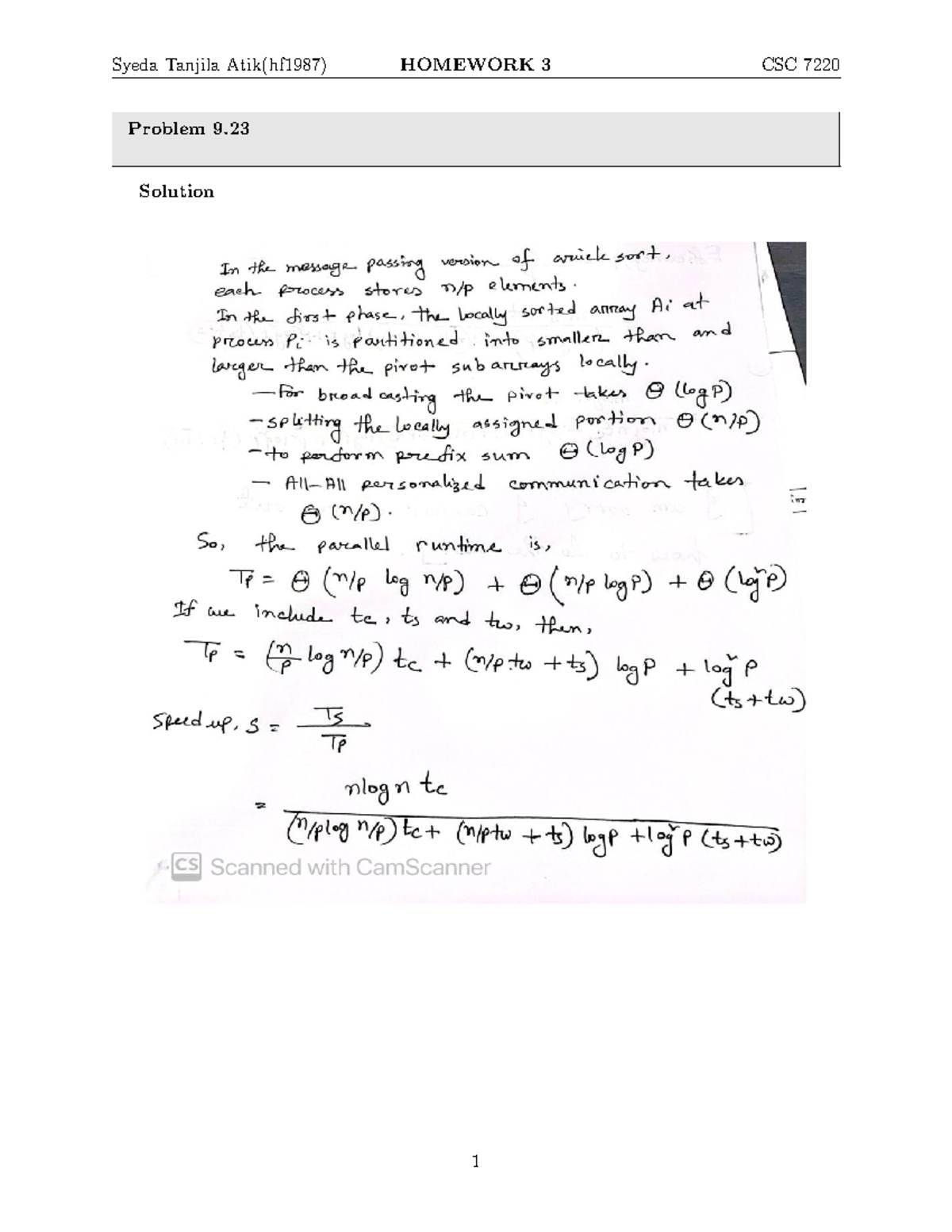 7220 hw3 - parallel quick sort chapter 9 - Problem 9. Solution Problem ...
