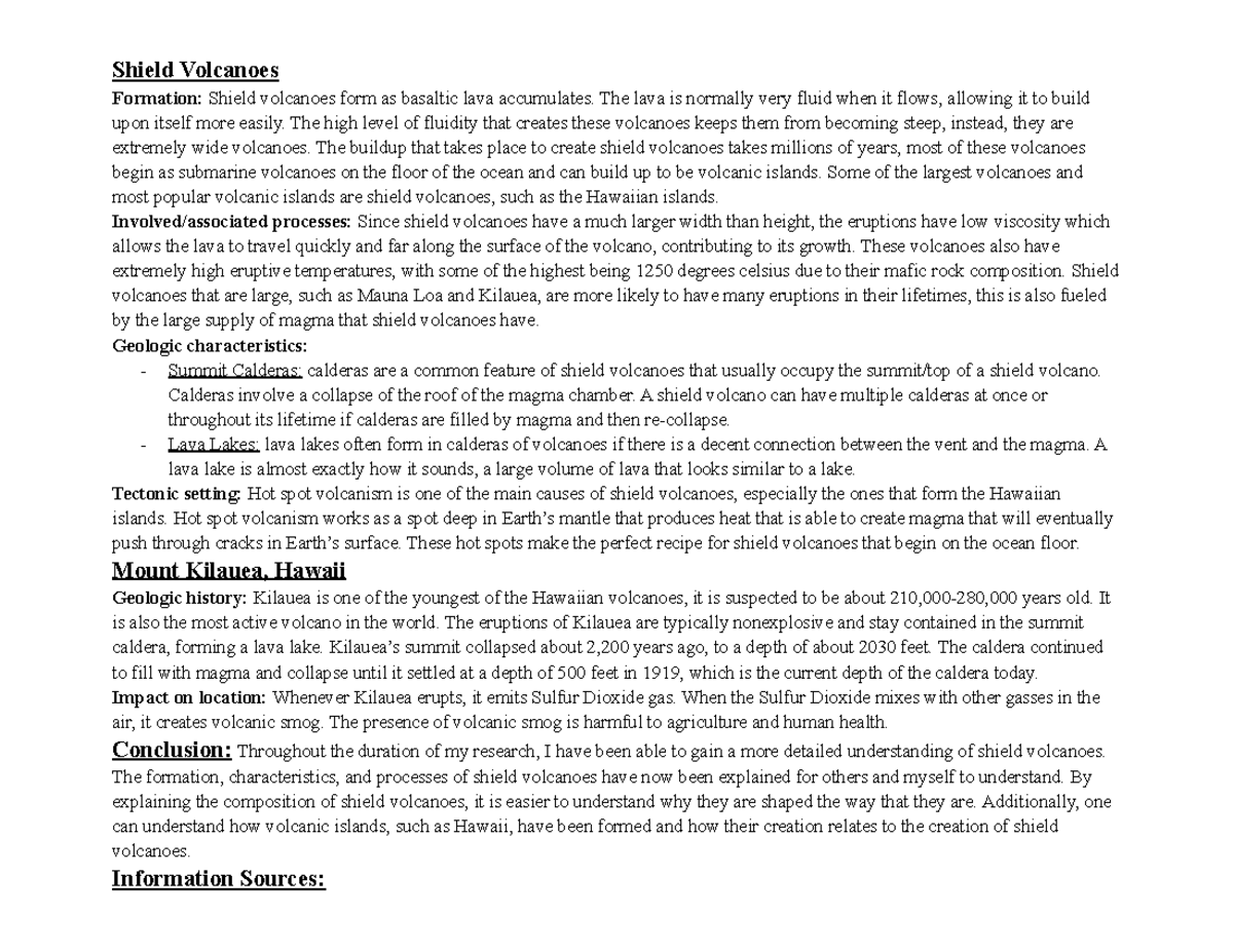 Story Map Outline - Shield Volcanoes Formation: Shield volcanoes form ...