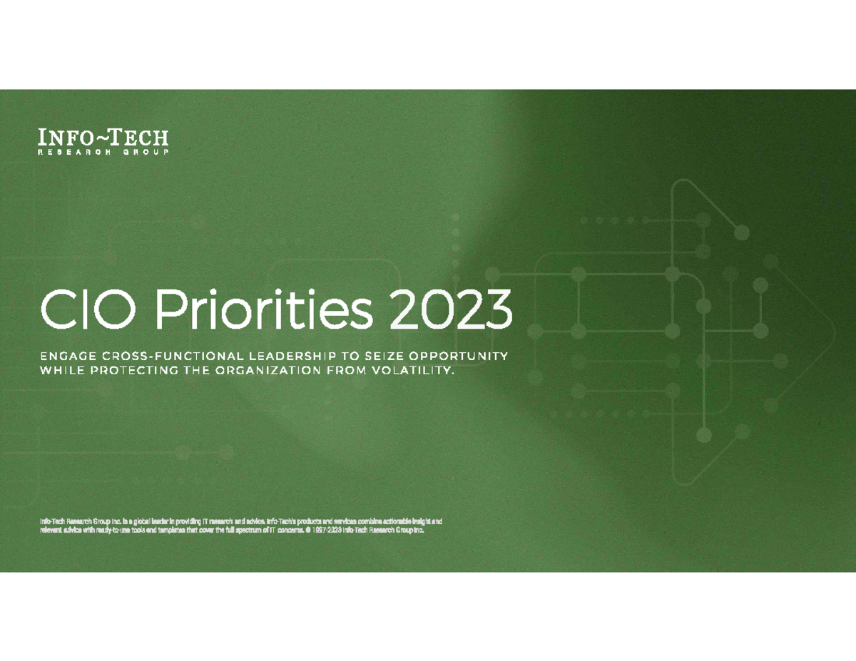 IT CIO Priorities 2023 - Priories for Infrastructure and information ...